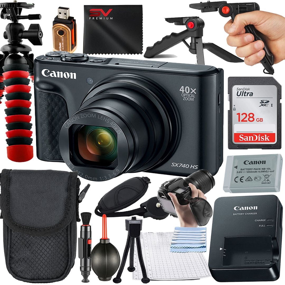 Canon PowerShot SX740 HS Digital Camera (Black) with 2 Pack SanDisk ...