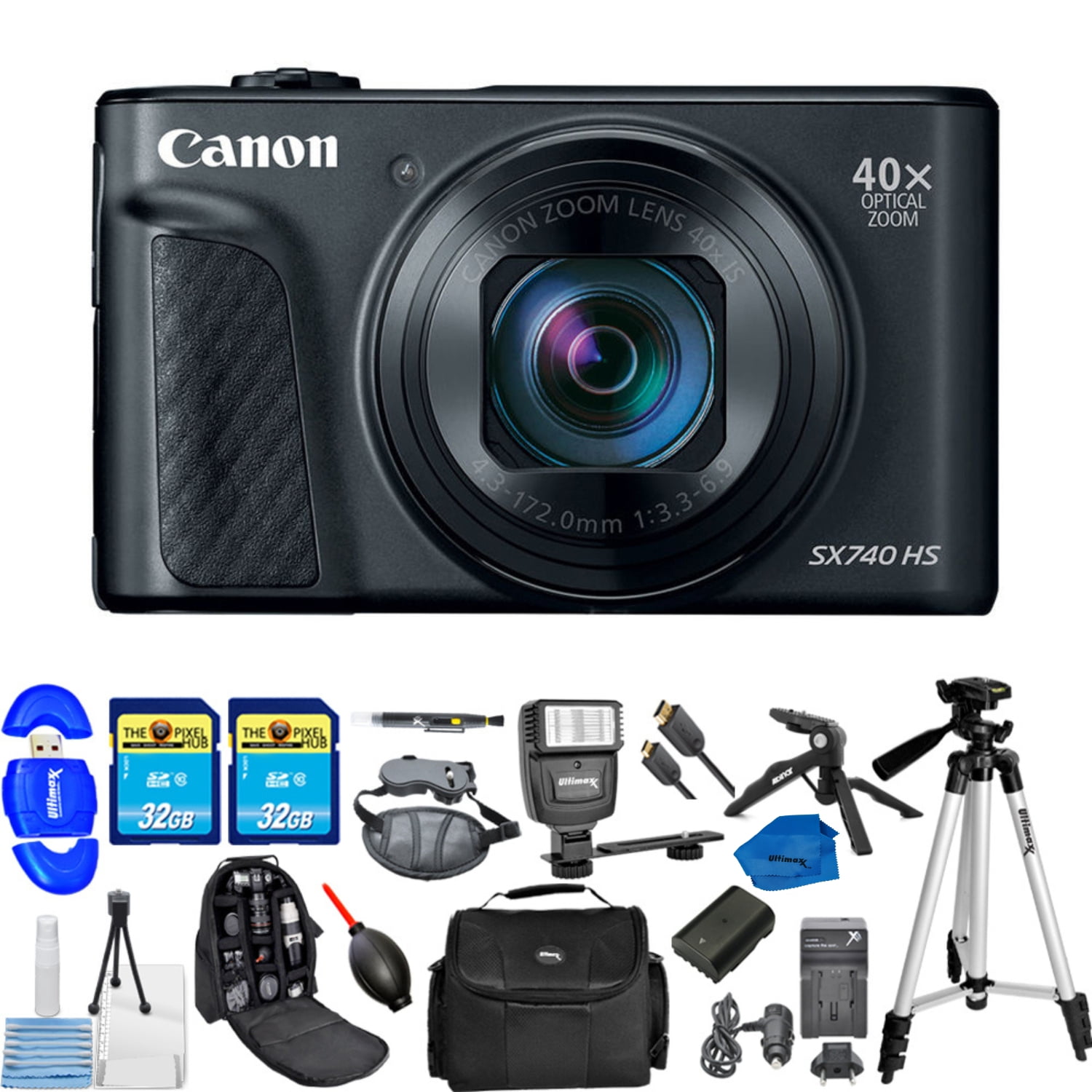 Canon PowerShot SX740 HS Digital Camera (Black) - Bundle Includes: 32GB ...