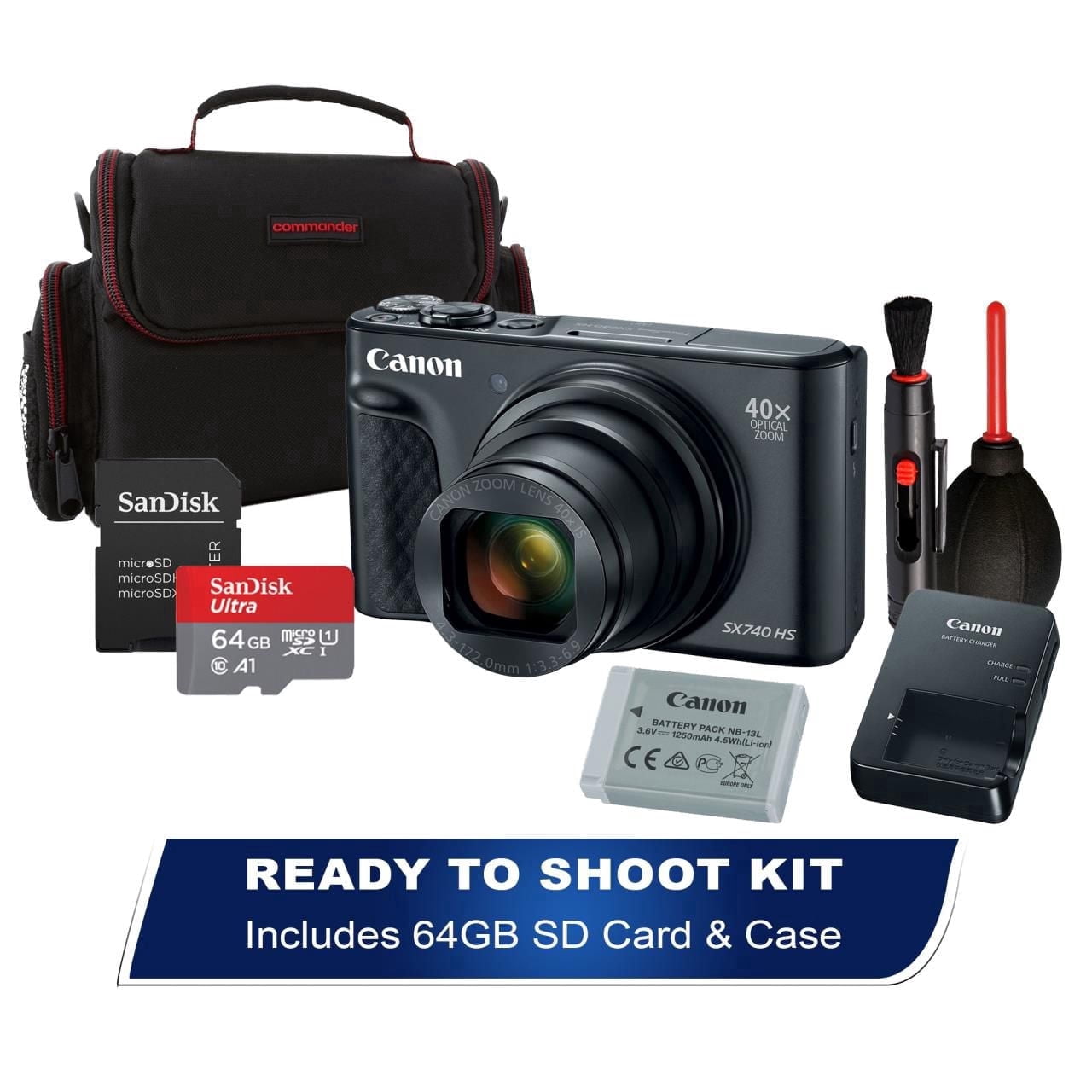 Canon PowerShot SX740 HS Digital Camera (Black) with 64GB SD Card ...