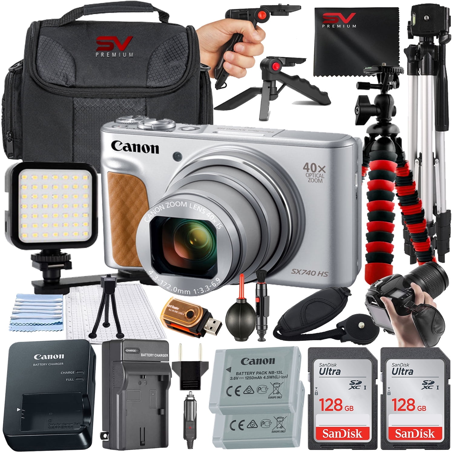 Canon PowerShot SX740 HS Digital Camera (Silver) with SanDisk 128GB ...