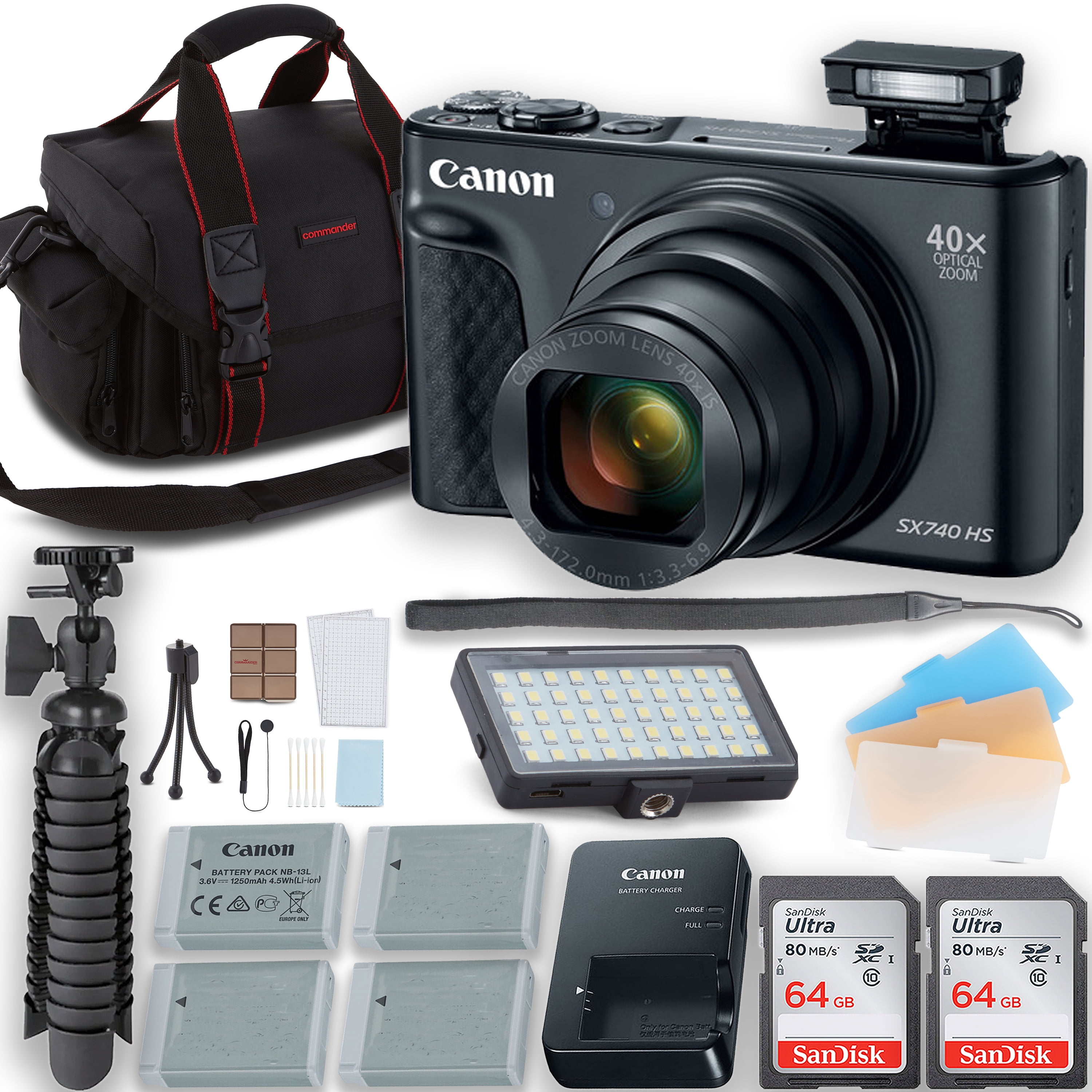 Canon PowerShot SX740 HS Camera, WiFi, Bluetooth, LED, 3 Batteries ...