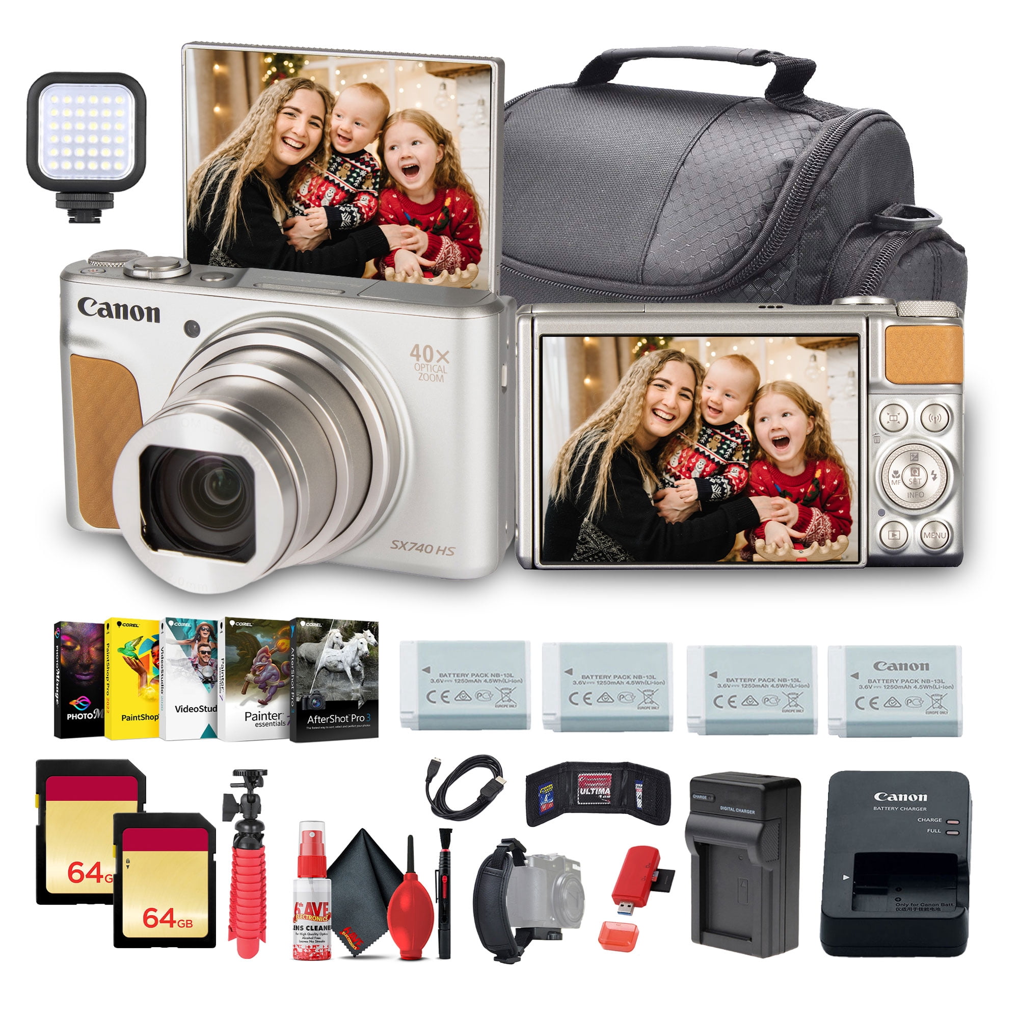 Canon PowerShot SX740 HS Lite Edition Digital Camera (Silver) + 2 x ...