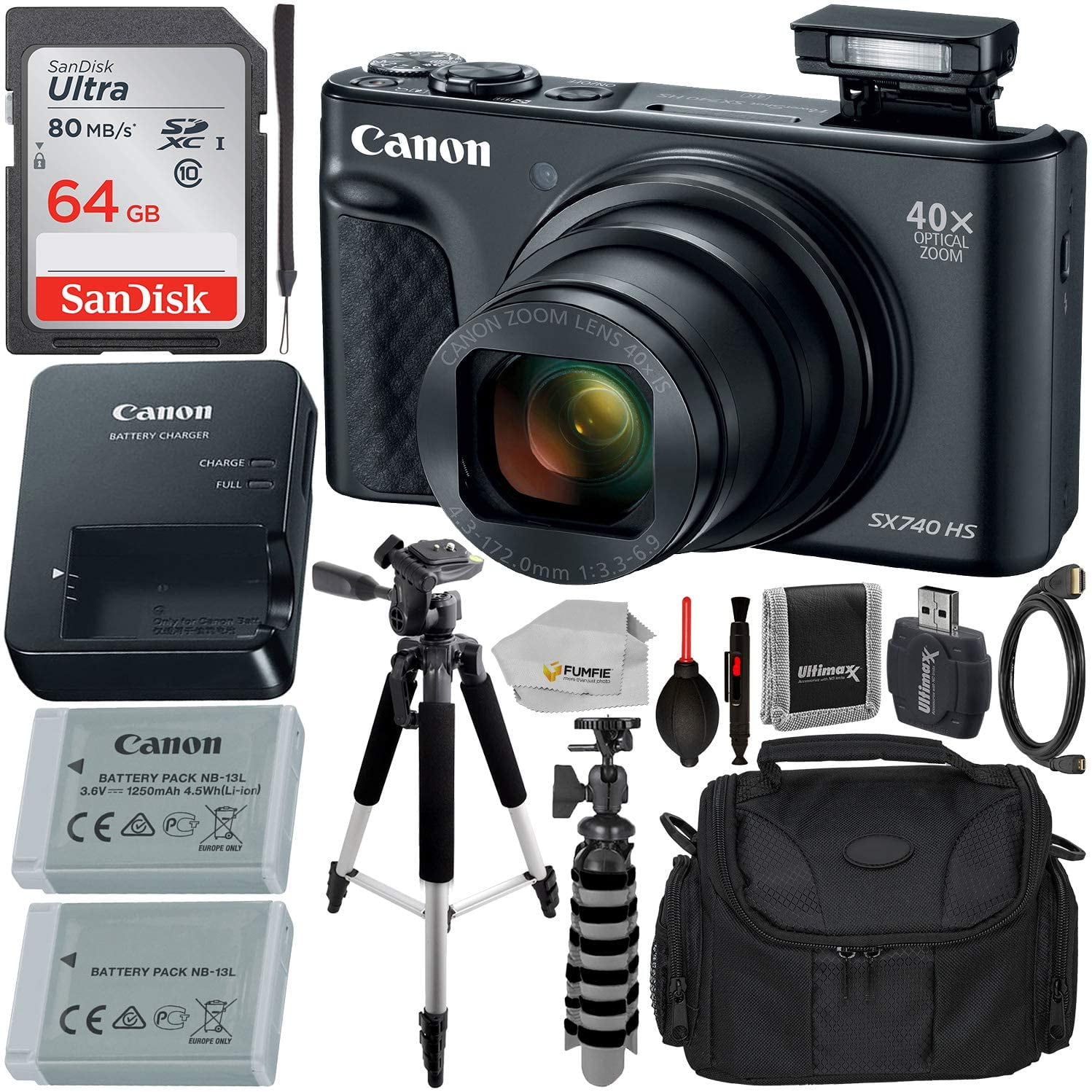 Canon PowerShot SX740 with Essential Accessory Bundle - Walmart.com