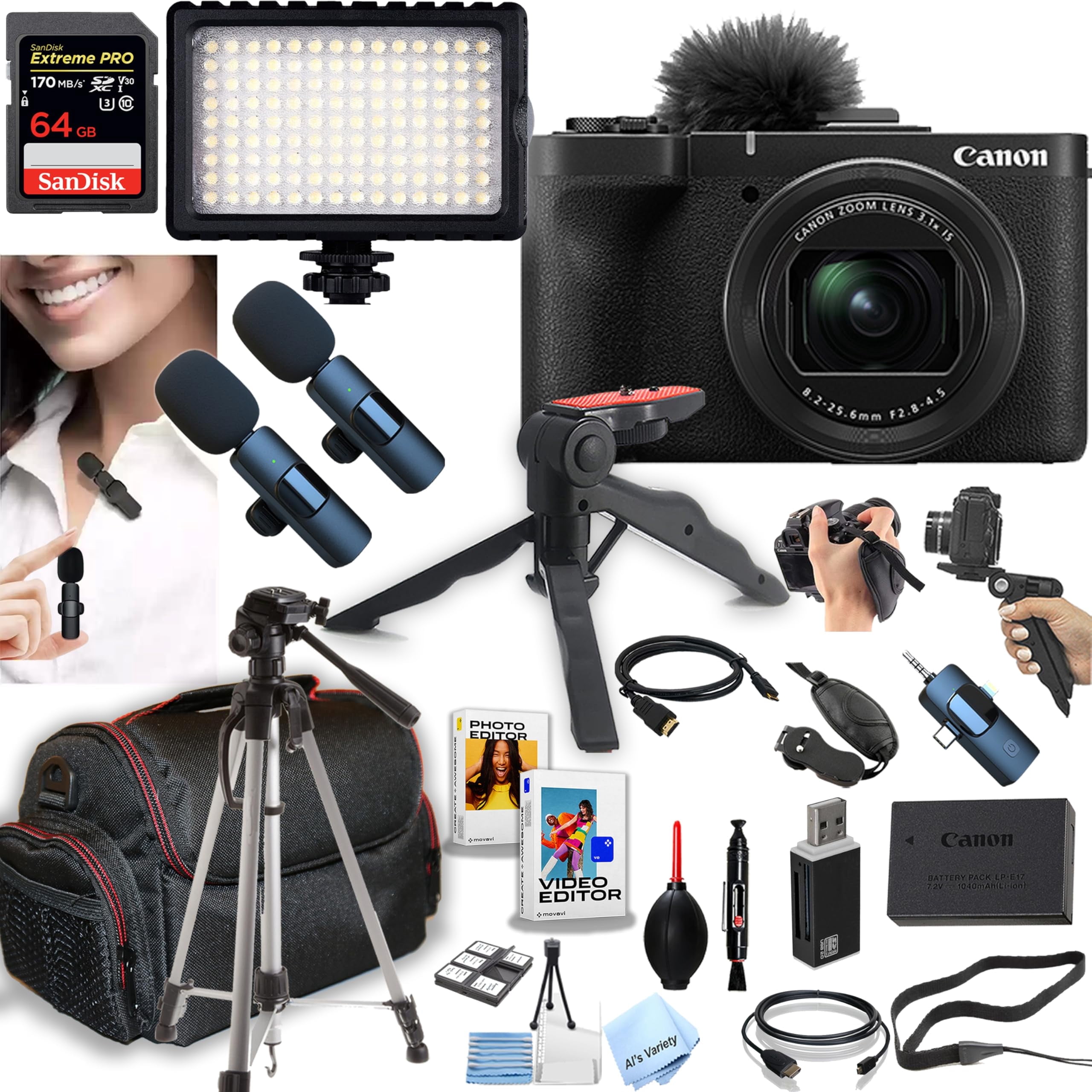 Canon PowerShot V1 Digital Camera + 64GB Extreme Speed Memory, Wireless ...