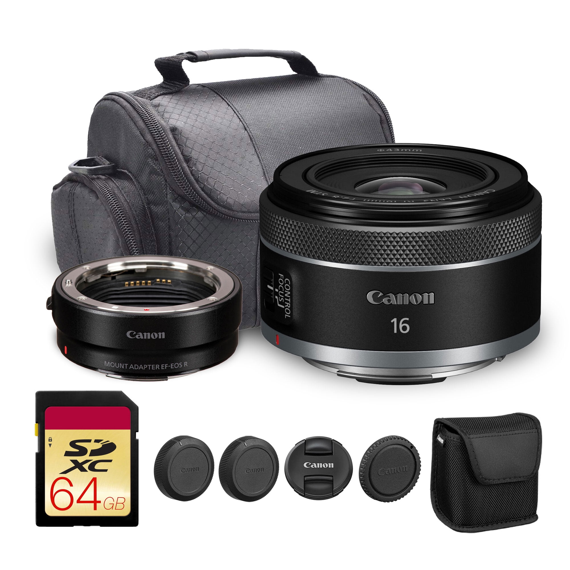 Canon RF 16mm f/2.8 STM Lens (5051C002) + EF-EOS R Adapter + Bag + 64GB ...