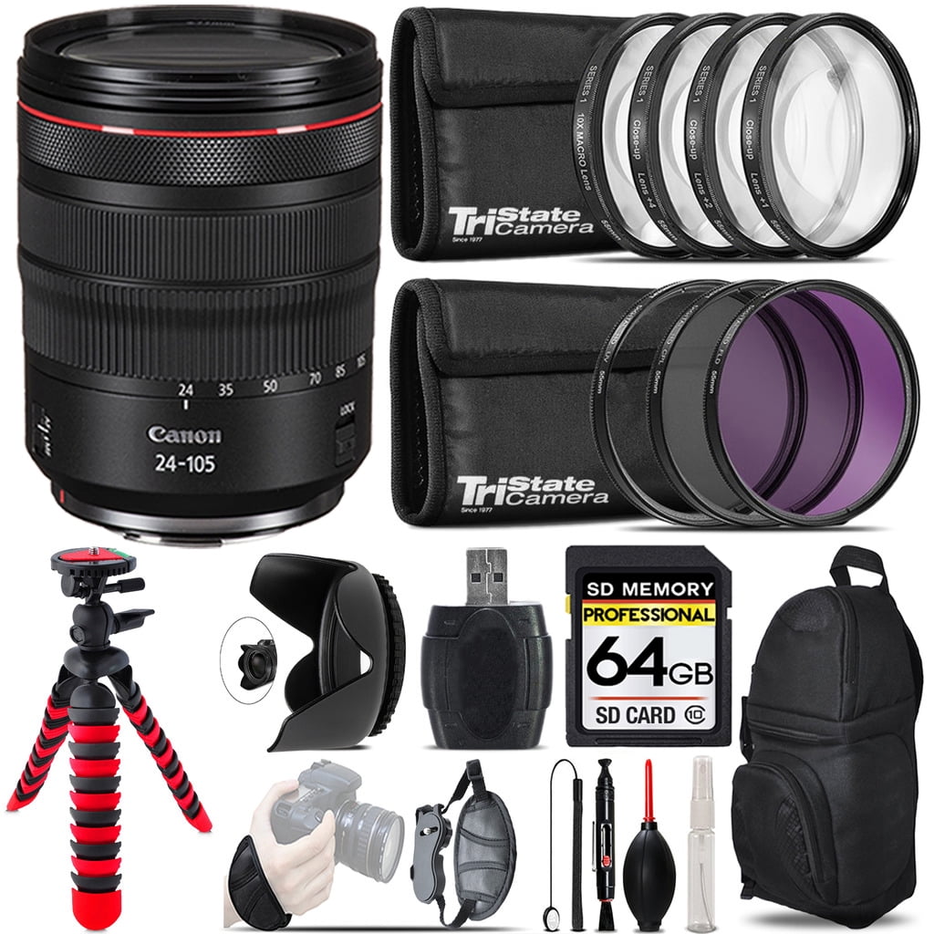 Canon RF 24-105mm f/4 L IS USM Lens + Macro Filter Kit & More - 64GB ...
