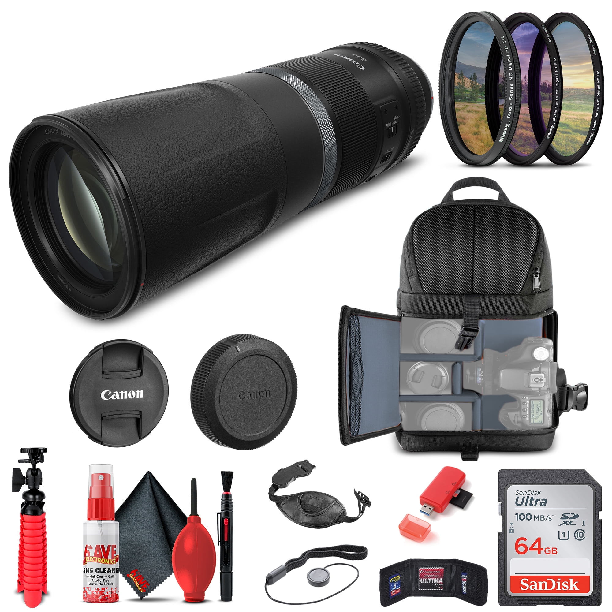 Canon RF 800mm F/11 IS STM Lens (3987C002) + BackPack + 64GB Card ...