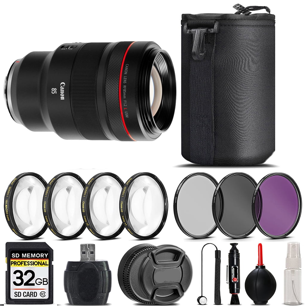 Canon RF 85mm f/1.2L USM Lens + 4PC Macro Kit + UV, CPL, FLD Filter ...