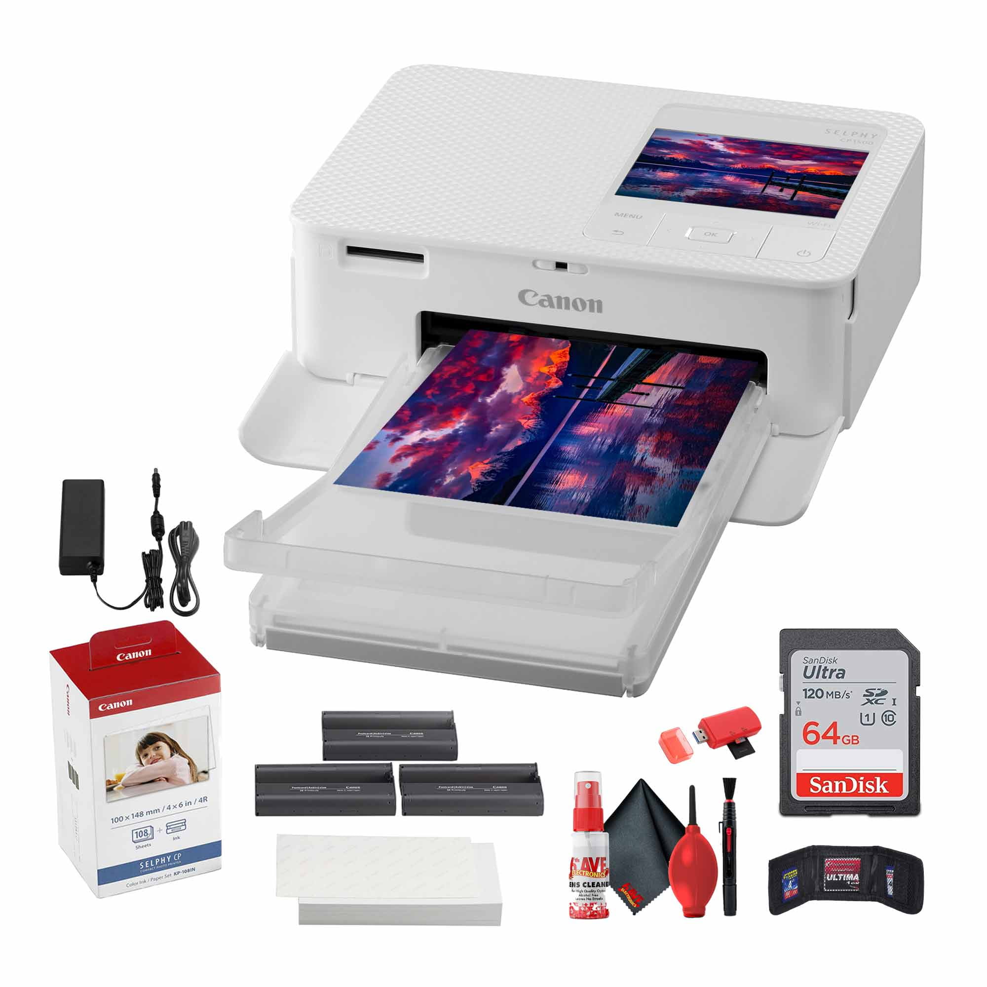 Canon SELPHY CP1500 Compact Photo Printer (White) (5540C002) + Canon KP ...