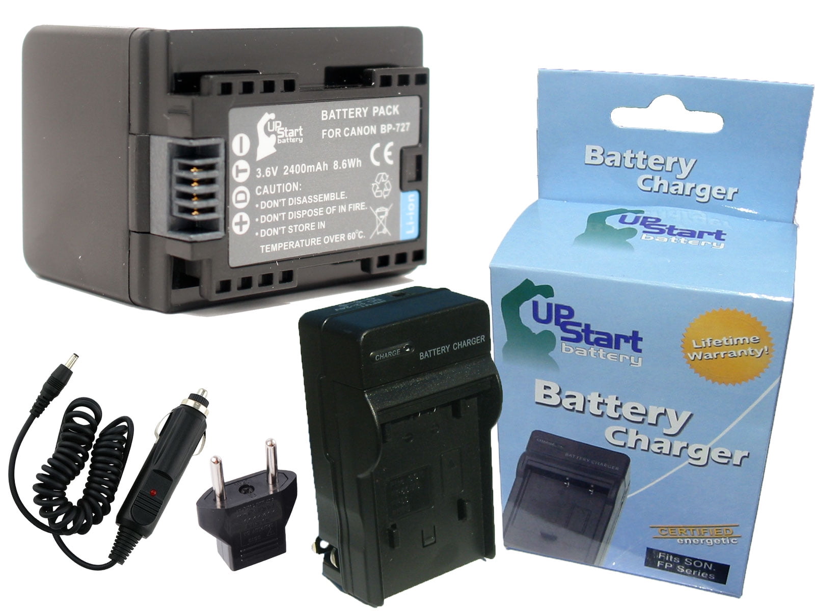 Canon VIXIA HF R300 Battery and Charger with Car Plug and EU Adapter ...