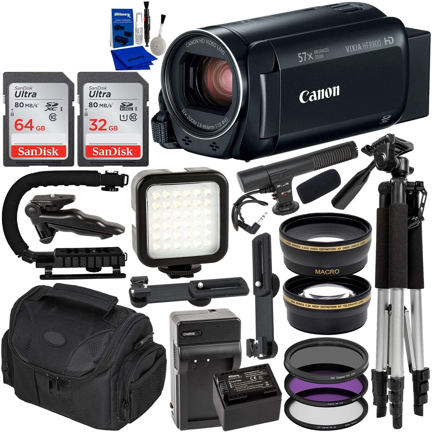 Canon VIXIA HF R800 HFR800 Camcorder (Black) & 14PC Deluxe Accessory ...