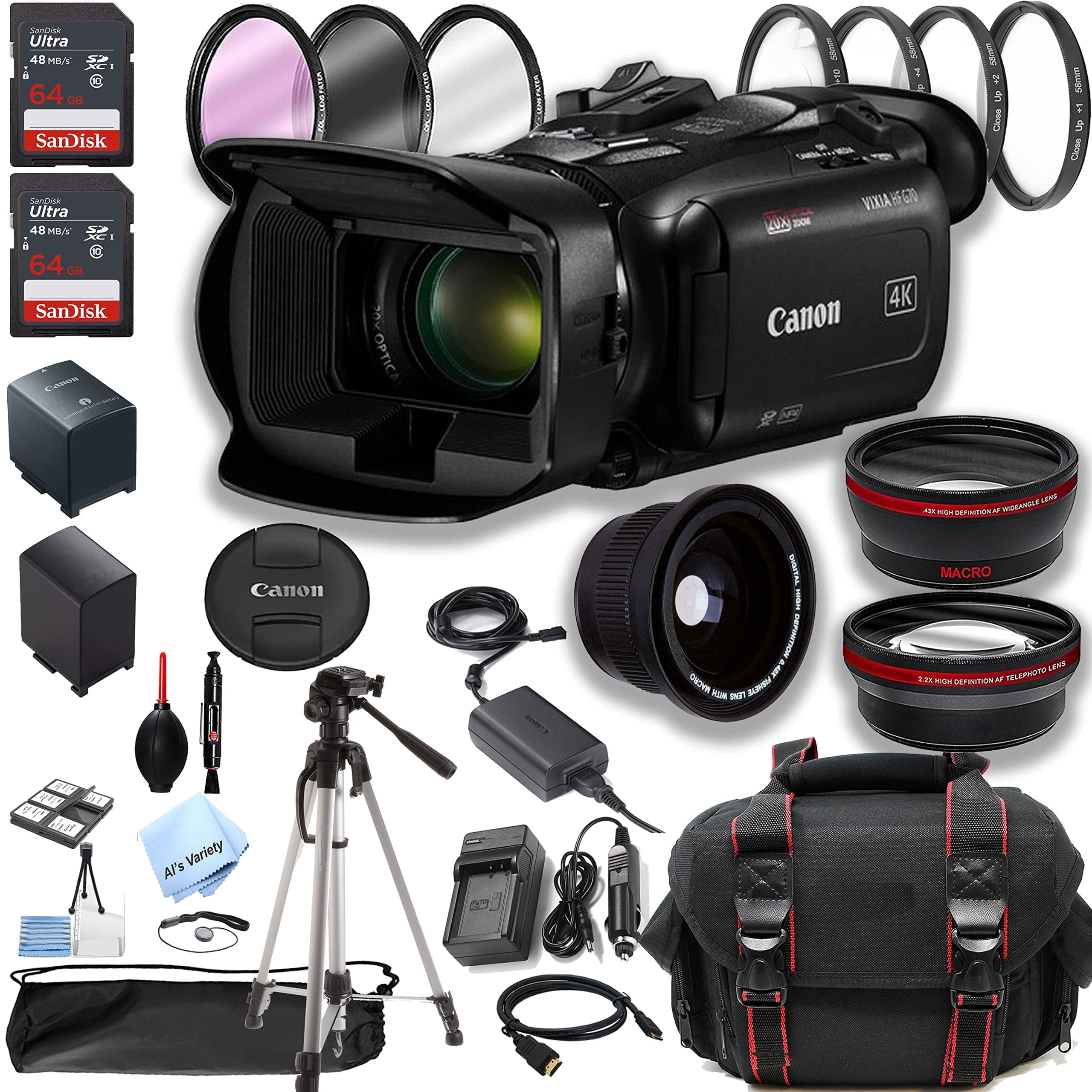 Canon Vixia HF G70 UHD 4K Camcorder+ Fisheye, Wide Angle & Telephoto ...