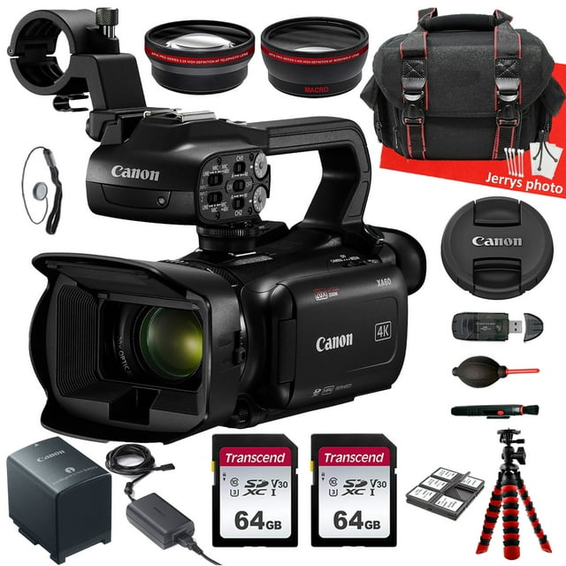 Canon XA60 Professional UHD 4K Camcorder + AVX Wide Angle And Telephoto ...