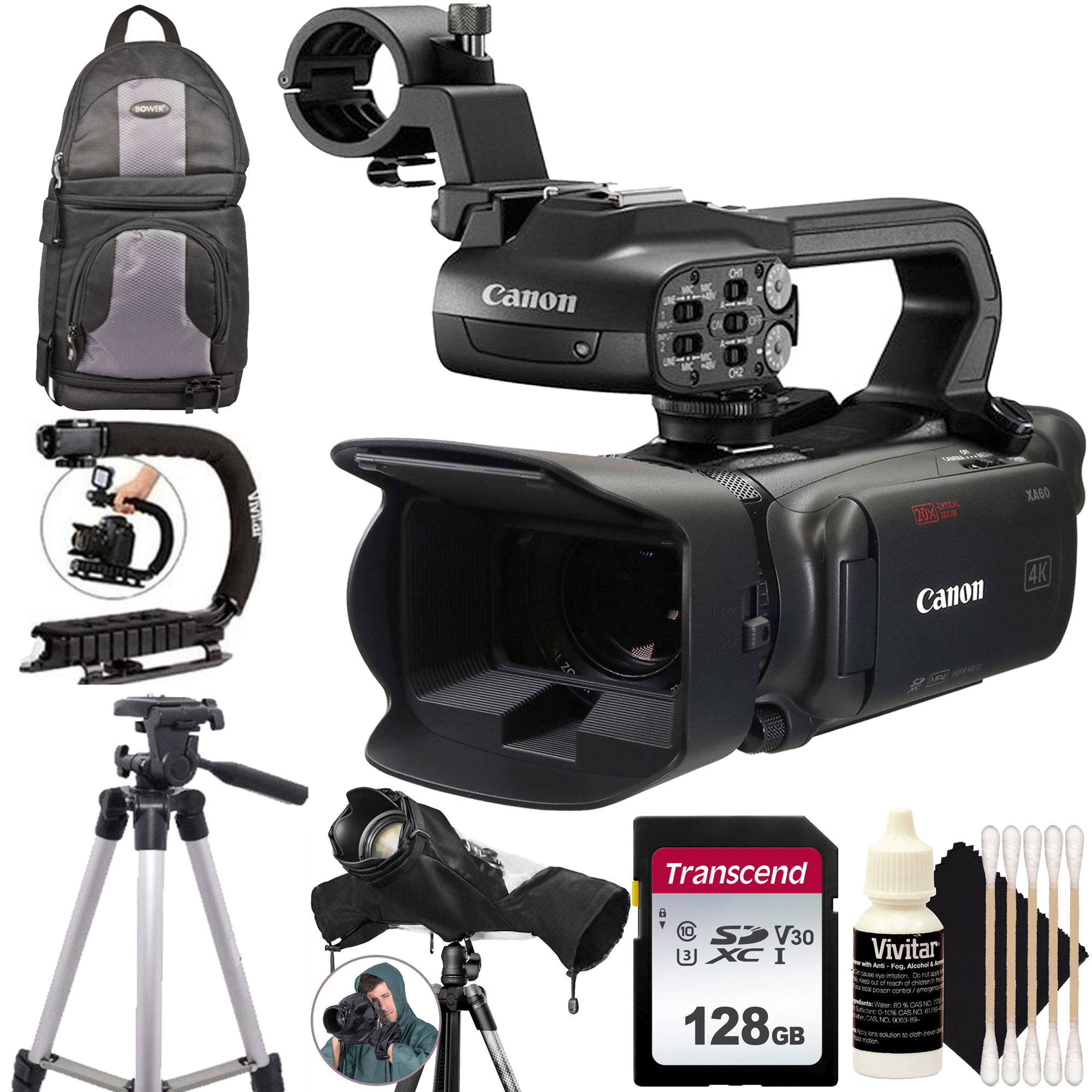 Canon XA60 UHD 4K Professional Camcorder Bundle with Sports Action Grip ...