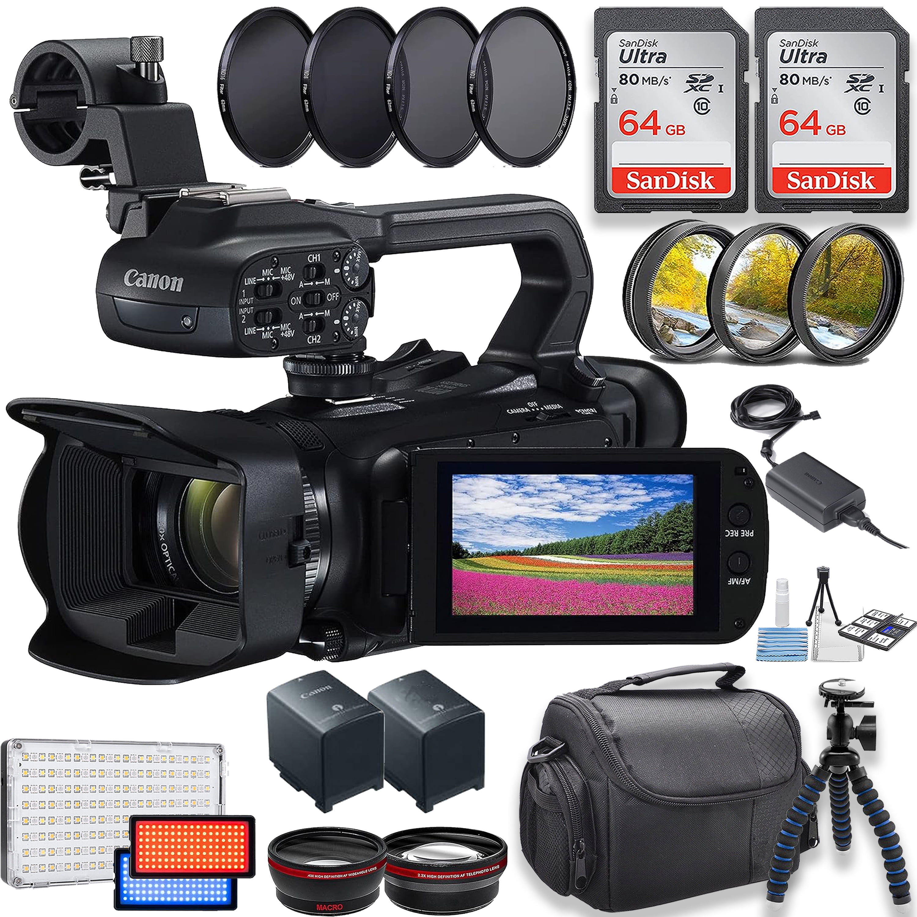 Canon XA60 UHD 4K Professional Camcorder with LED Light, Filter Kits ...
