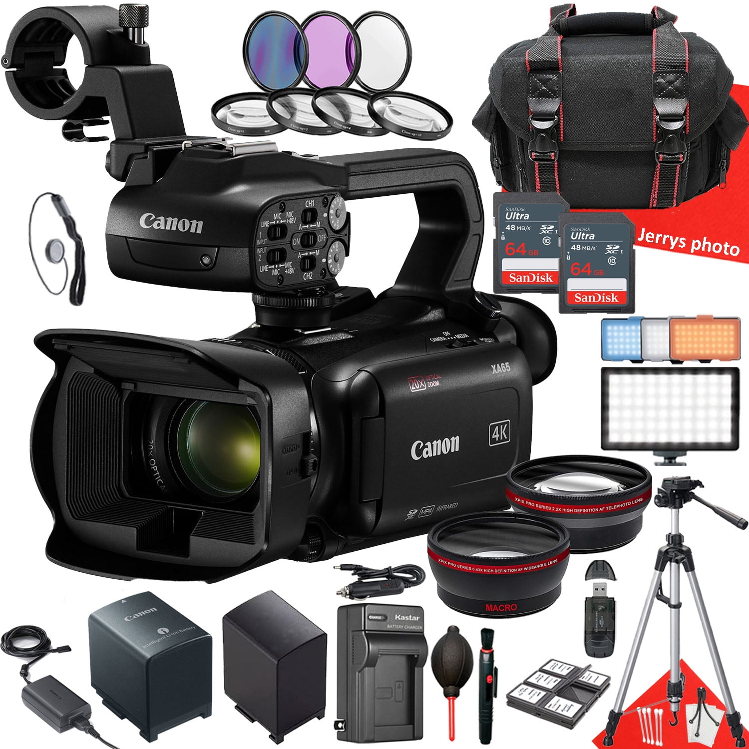 Canon XA65 Professional UHD 4K Camcorder + 2PC 64 GB Memory + Extra ...
