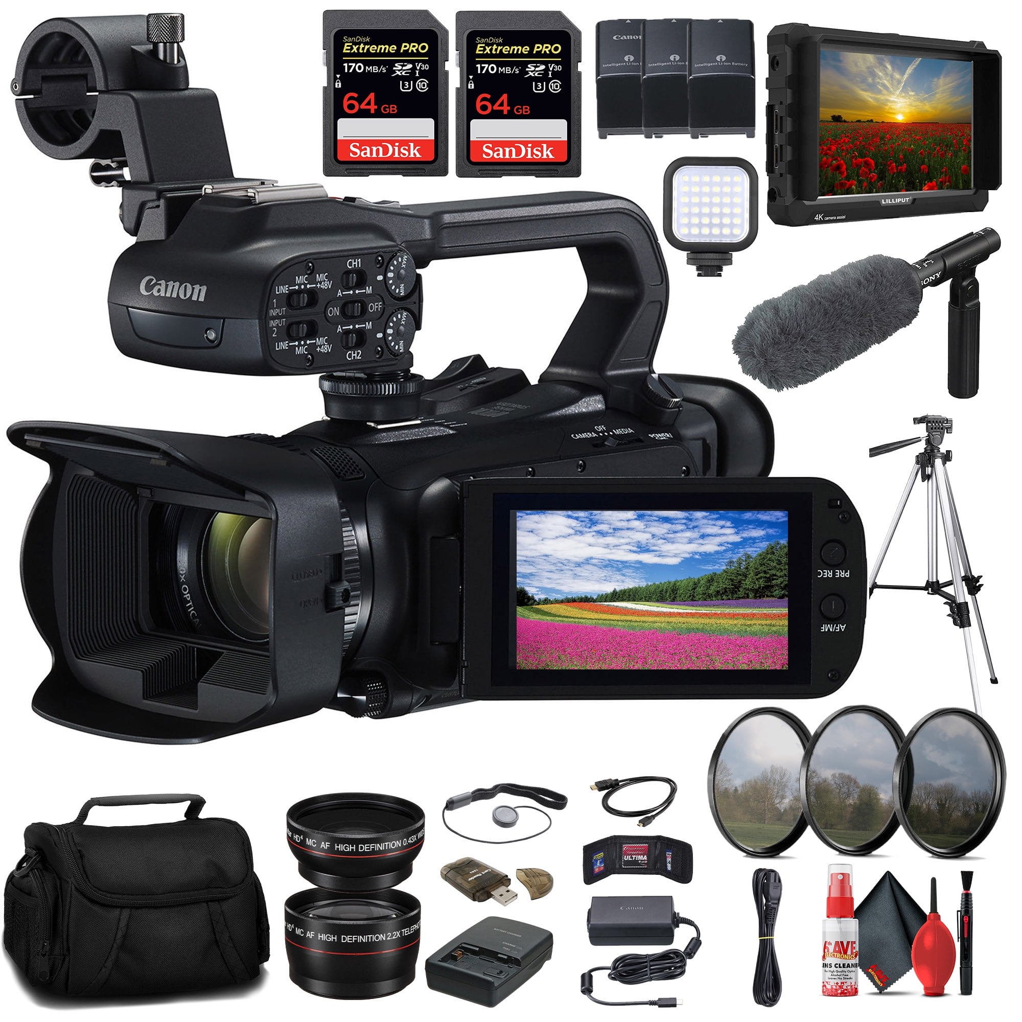 Canon XA65 Professional UHD 4K Camcorder (5732C002) + 4K Monitor + Pro ...