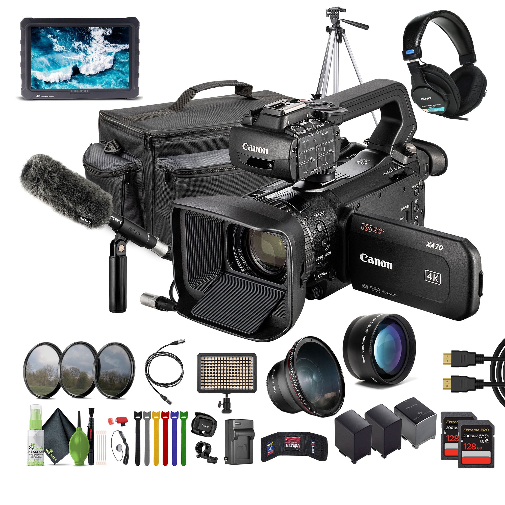 Canon XA70 PAL 4K UHD / 25p Camcorder Bundle With 2x 128GB Memory Card ...