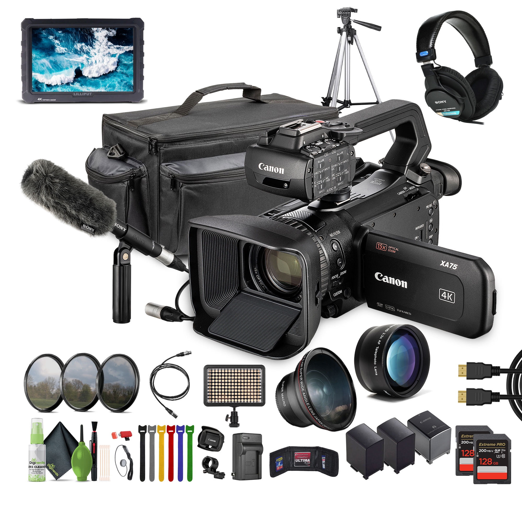 Canon XA75 PAL 4K UHD Camcorder 25p Bundle with 2x 128GB Cards ...