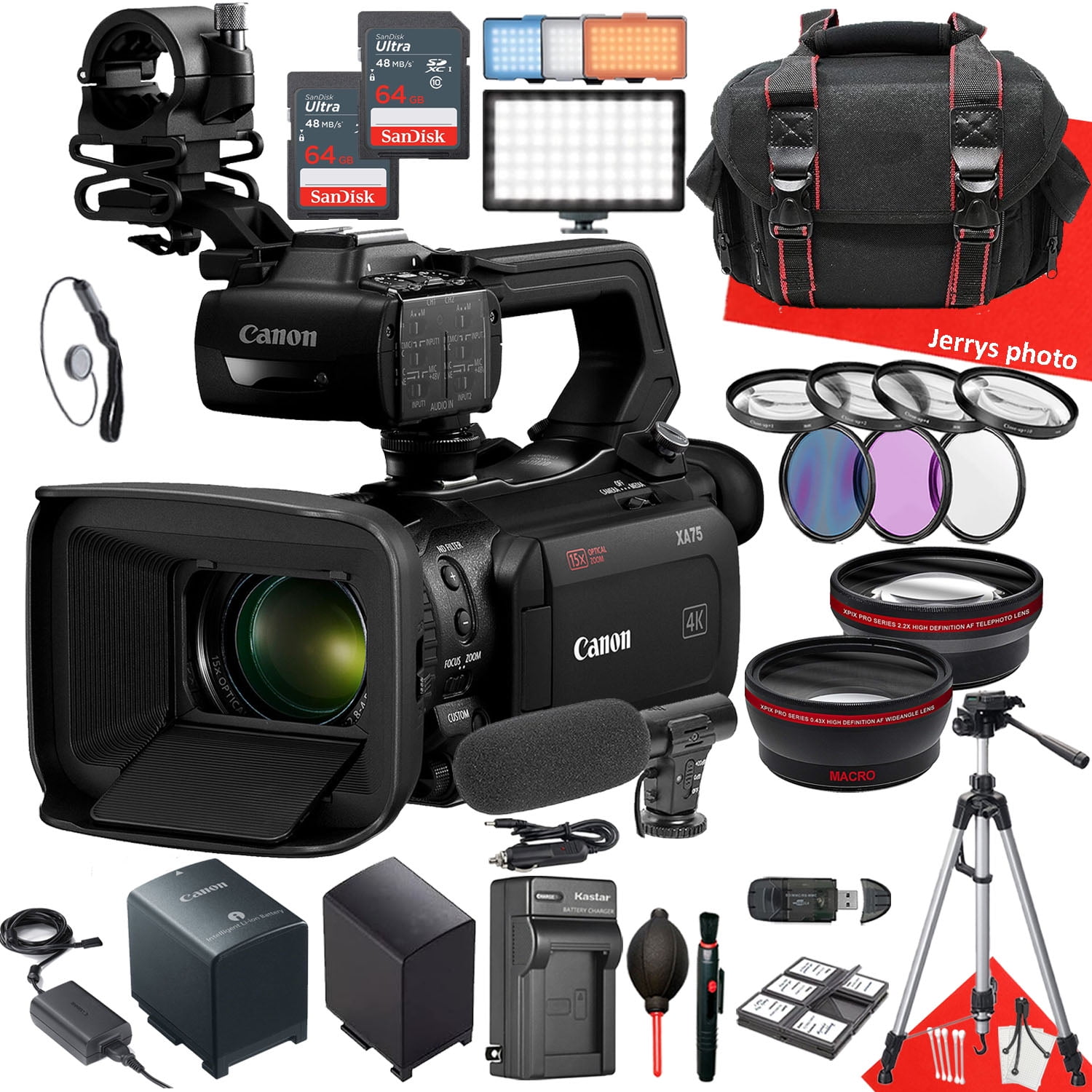 Canon XA75 UHD 4K30 Camcorder with Dual-Pixel Autofocus + 2PC 64 GB ...