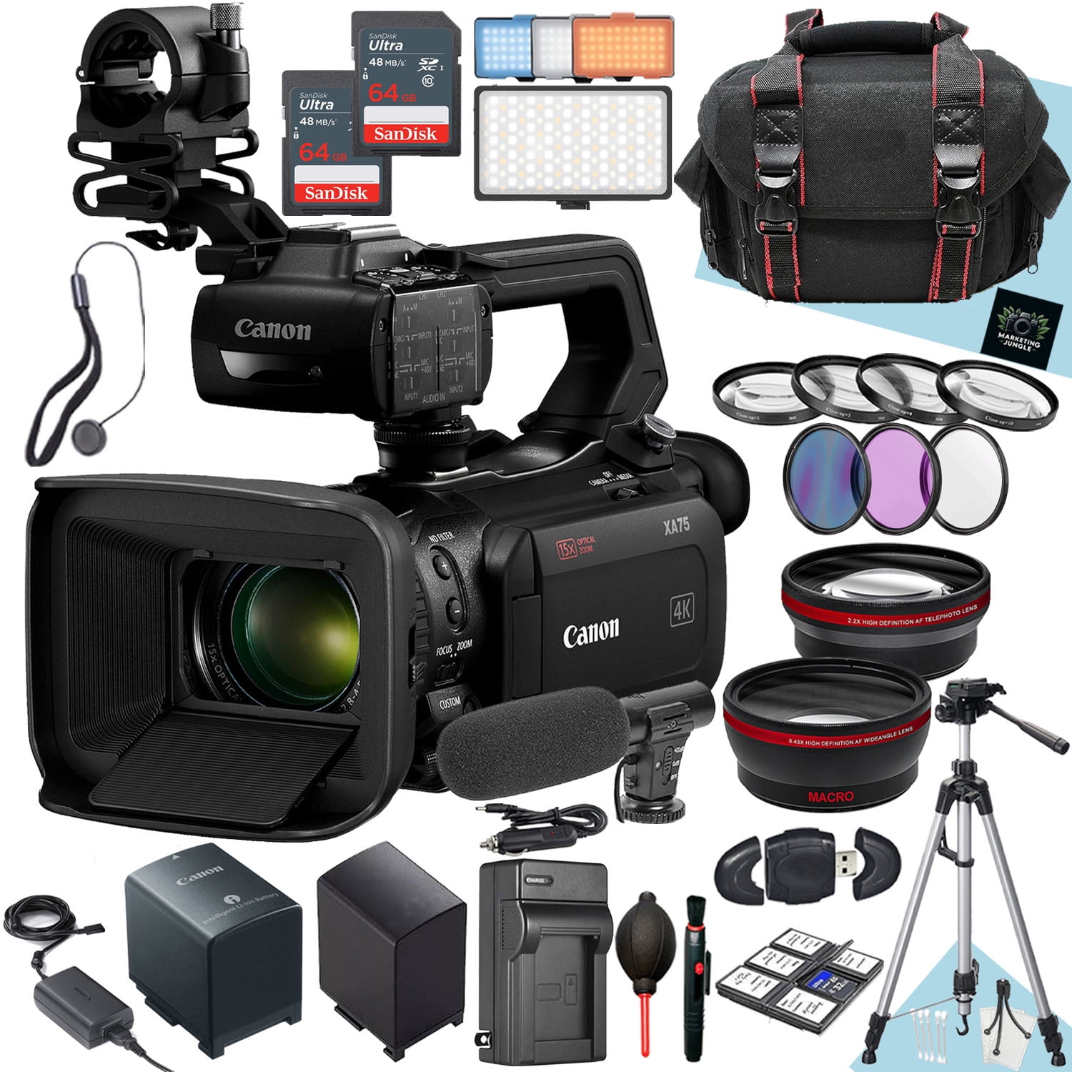 Canon XA75 UHD 4K30 Camcorder with Dual-Pixel Autofocus + 2PC 64 GB ...
