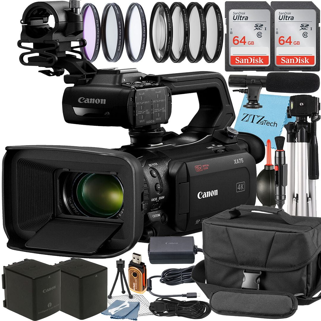 Canon XA75 UHD 4K30 Camcorder with Dual-Pixel Autofocus + 2 Pack ...