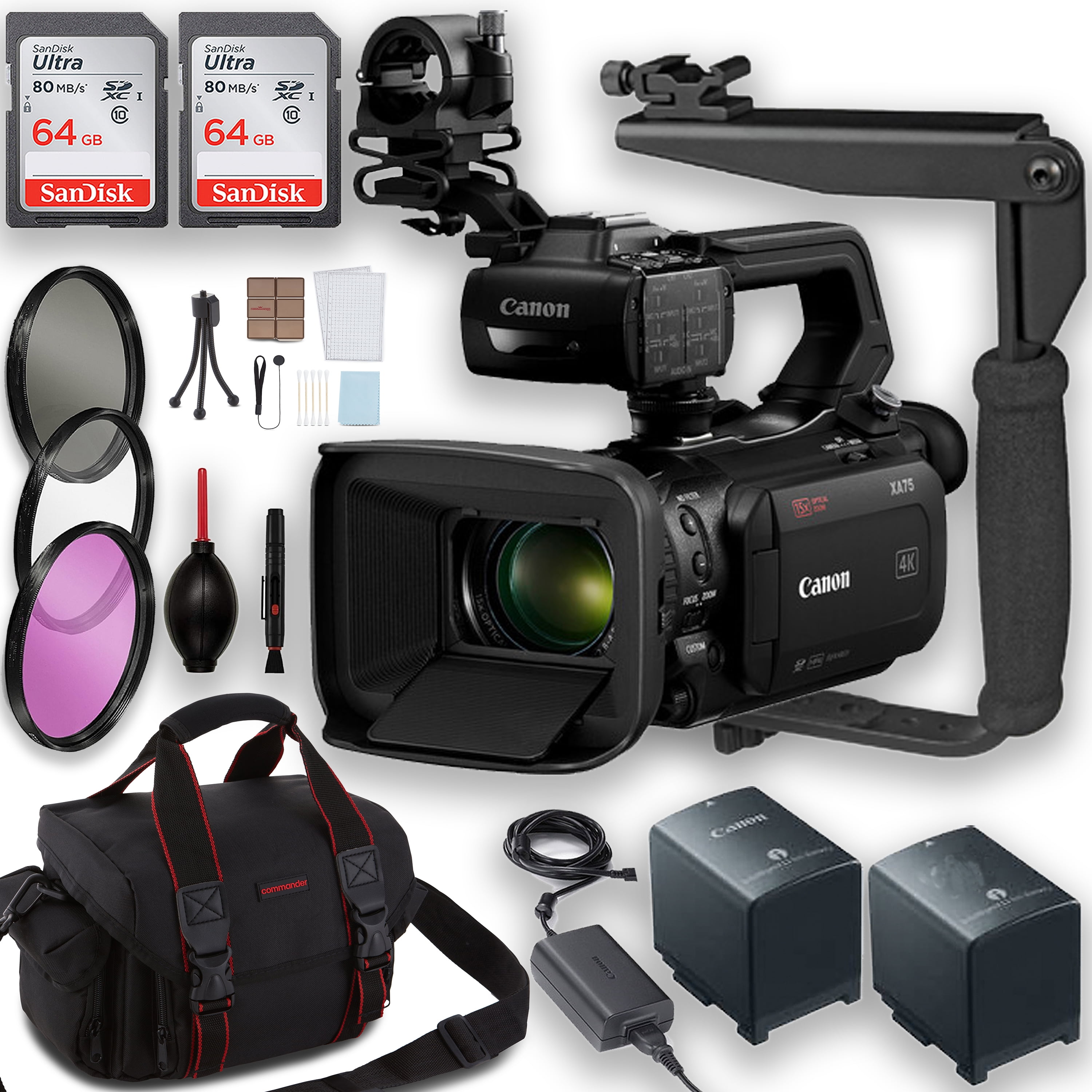 Canon XA75 UHD 4K30 Camcorder with Dual-Pixel Autofocus + Extra Battery ...
