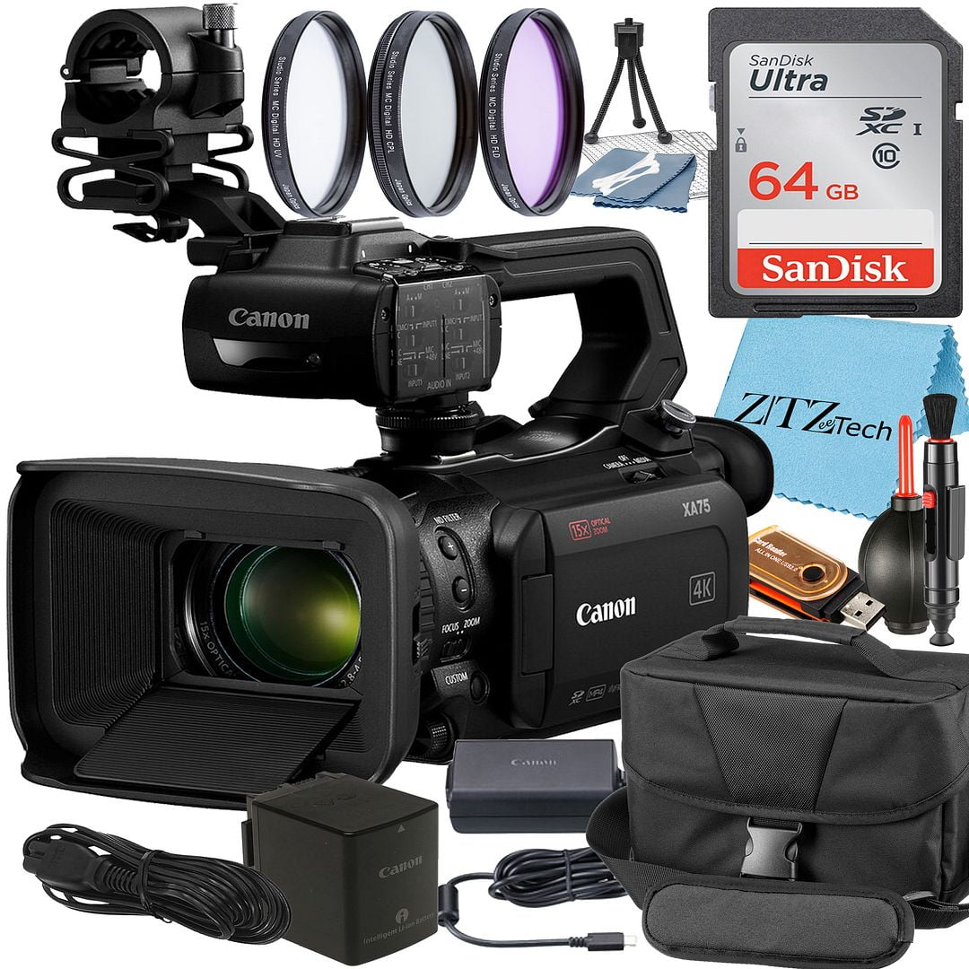 Canon XA75 UHD 4K30 Camcorder with Dual-Pixel Autofocus + SanDisk 64GB ...