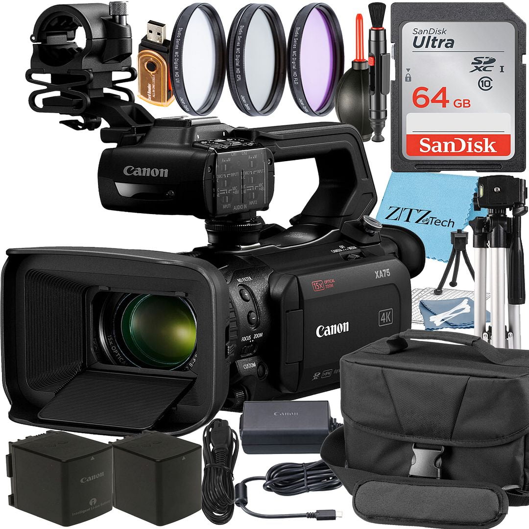 Canon XA75 UHD 4K30 Camcorder with Dual-Pixel Autofocus + SanDisk 64GB ...