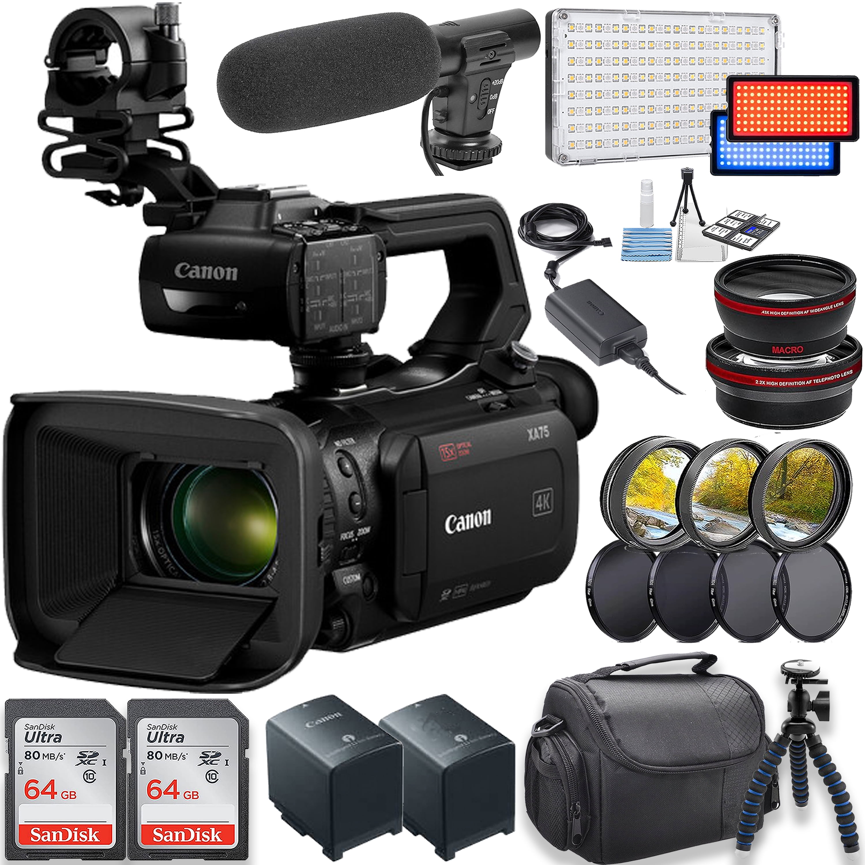Canon XA75 UHD 4K30 Pro Camcorder with Dual-Pixel Autofocus, LED Light ...