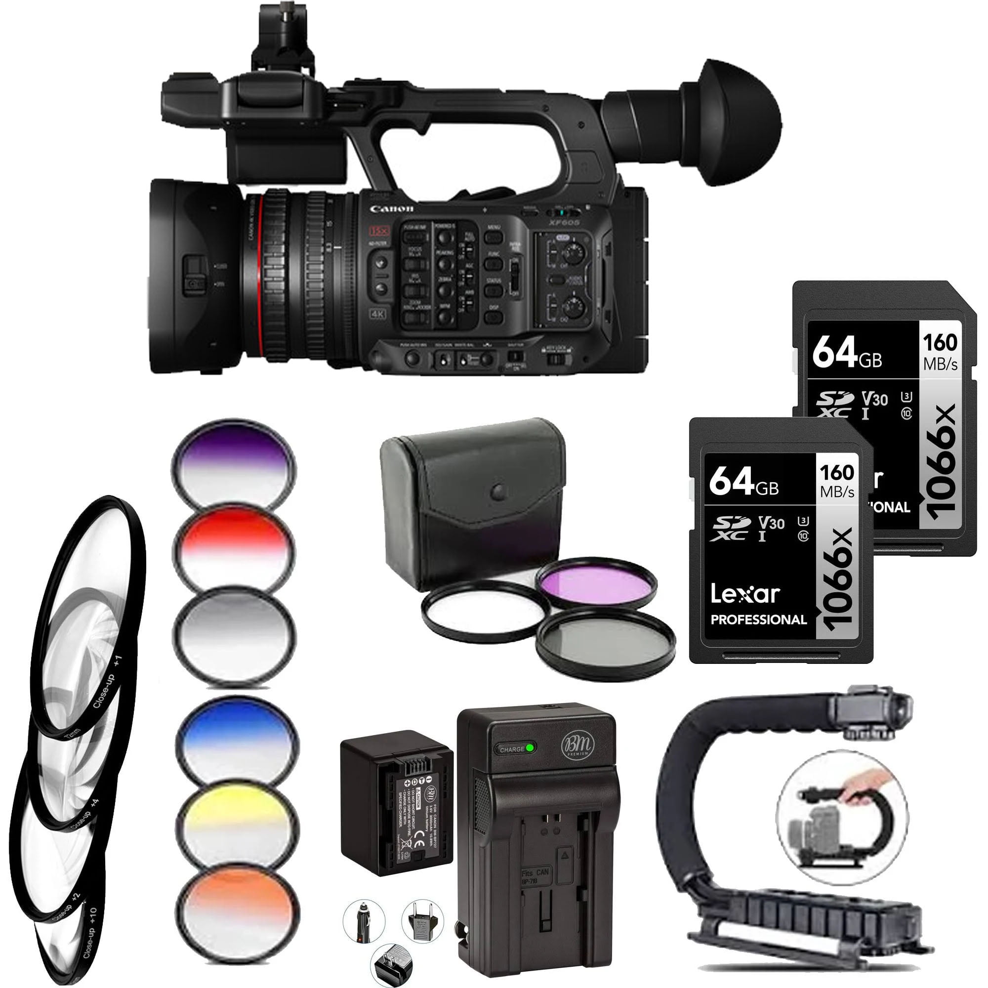Canon XF605 UHD 4K HDR Pro Camcorder Professional Kit - Walmart.com