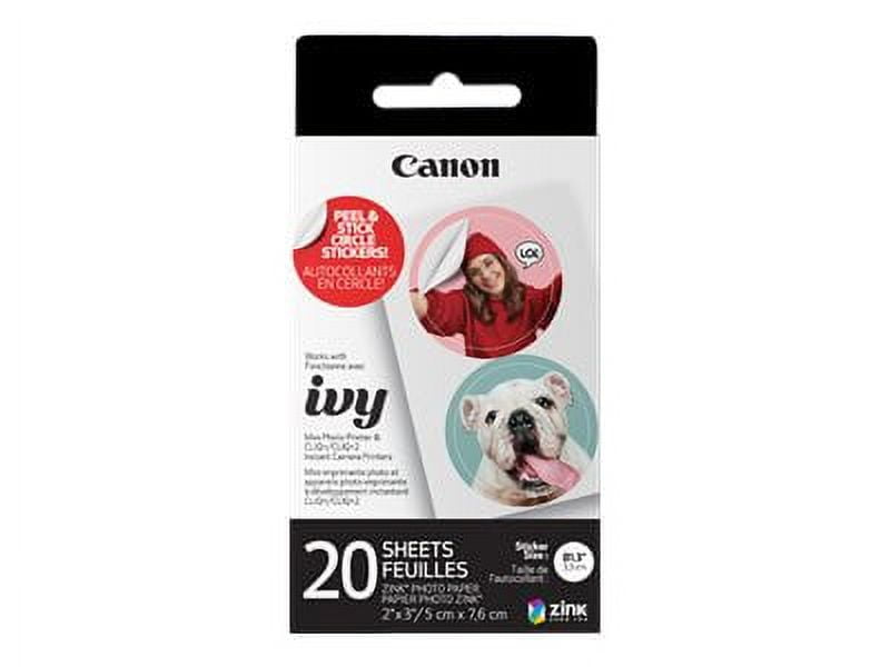 Canon ZINK 20 Sheets Pre-Cut Circle Sticker Paper Pack, 2” x 3” Size, 1 ...