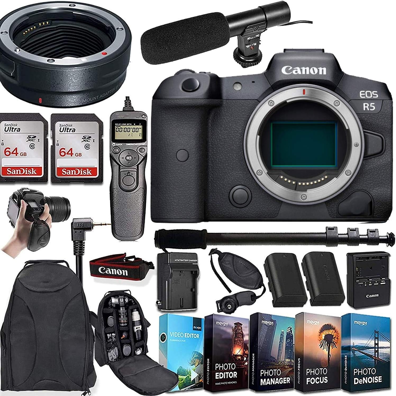 Canon EOS R5 Mirrorless Digital Camera (Body Only) and Mount Adapter EF ...