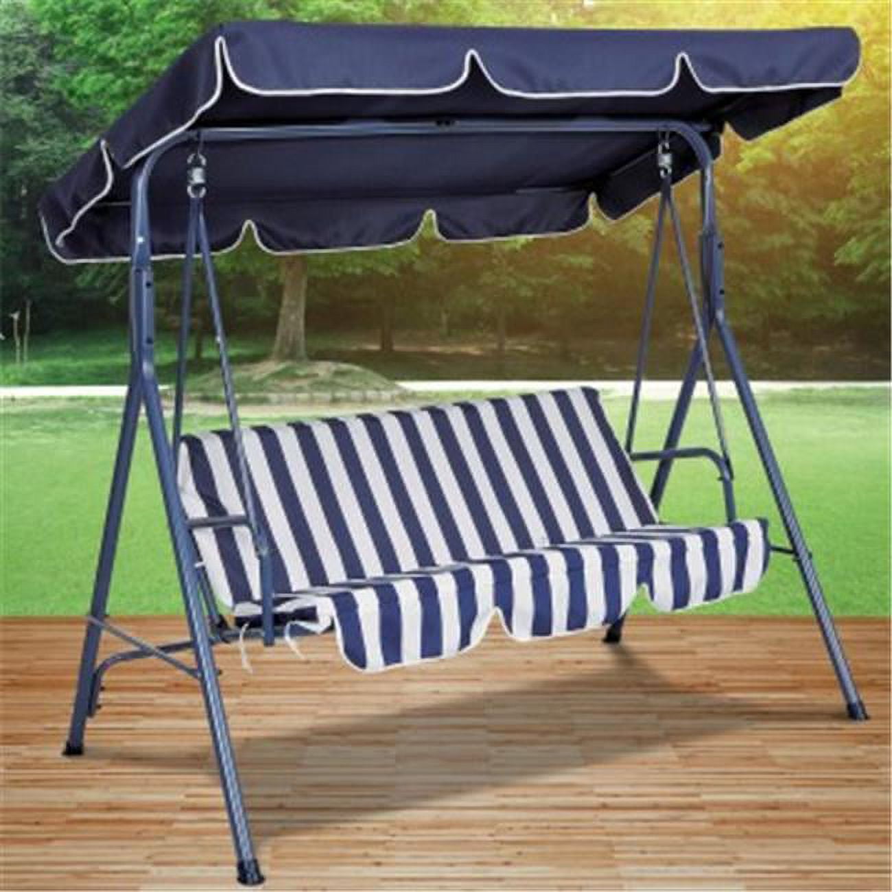 Canopied Blue Striped Swing Chair - Walmart.com