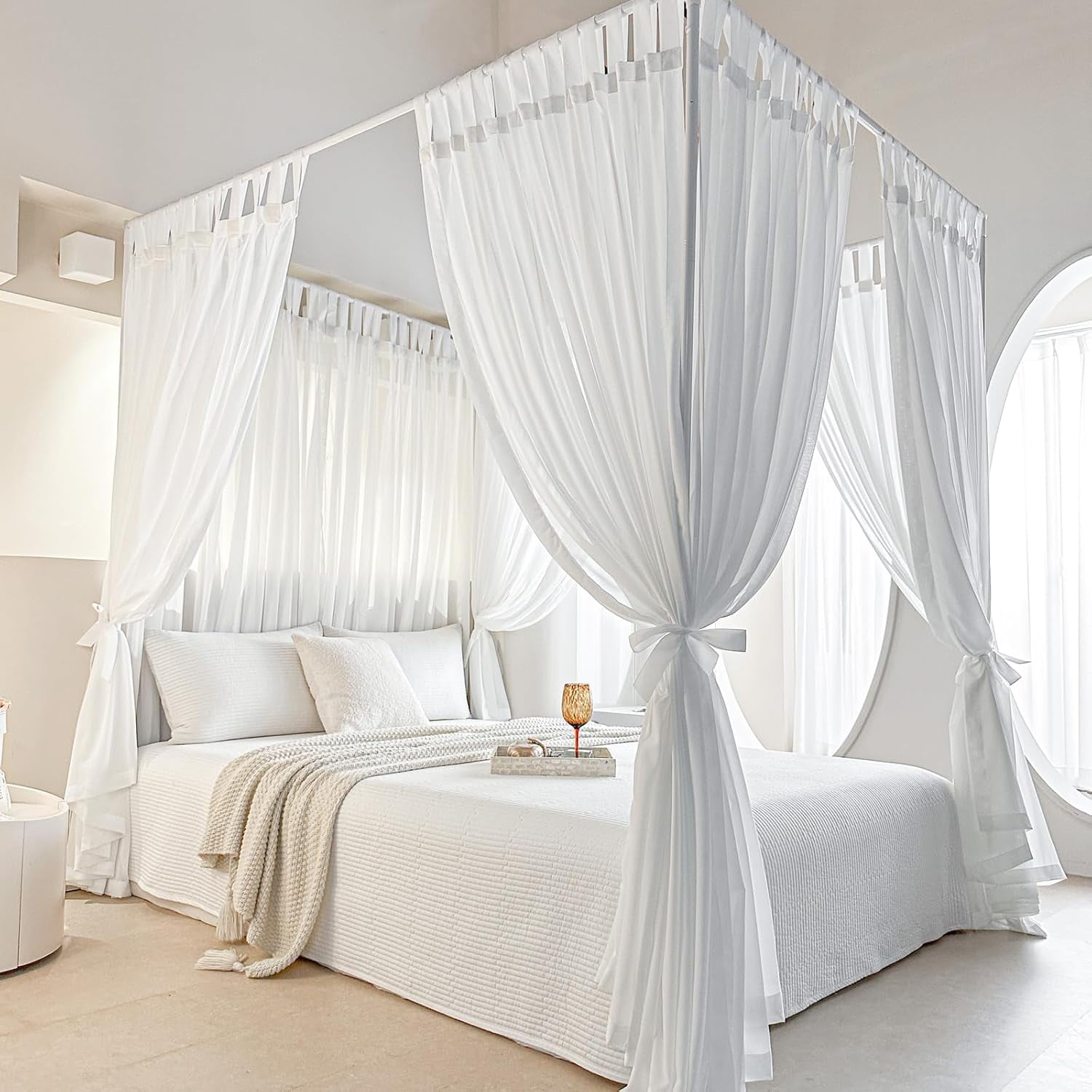 Canopy Bed Board with Top and Self-Adhesive Hook and Fasteners Strips ...