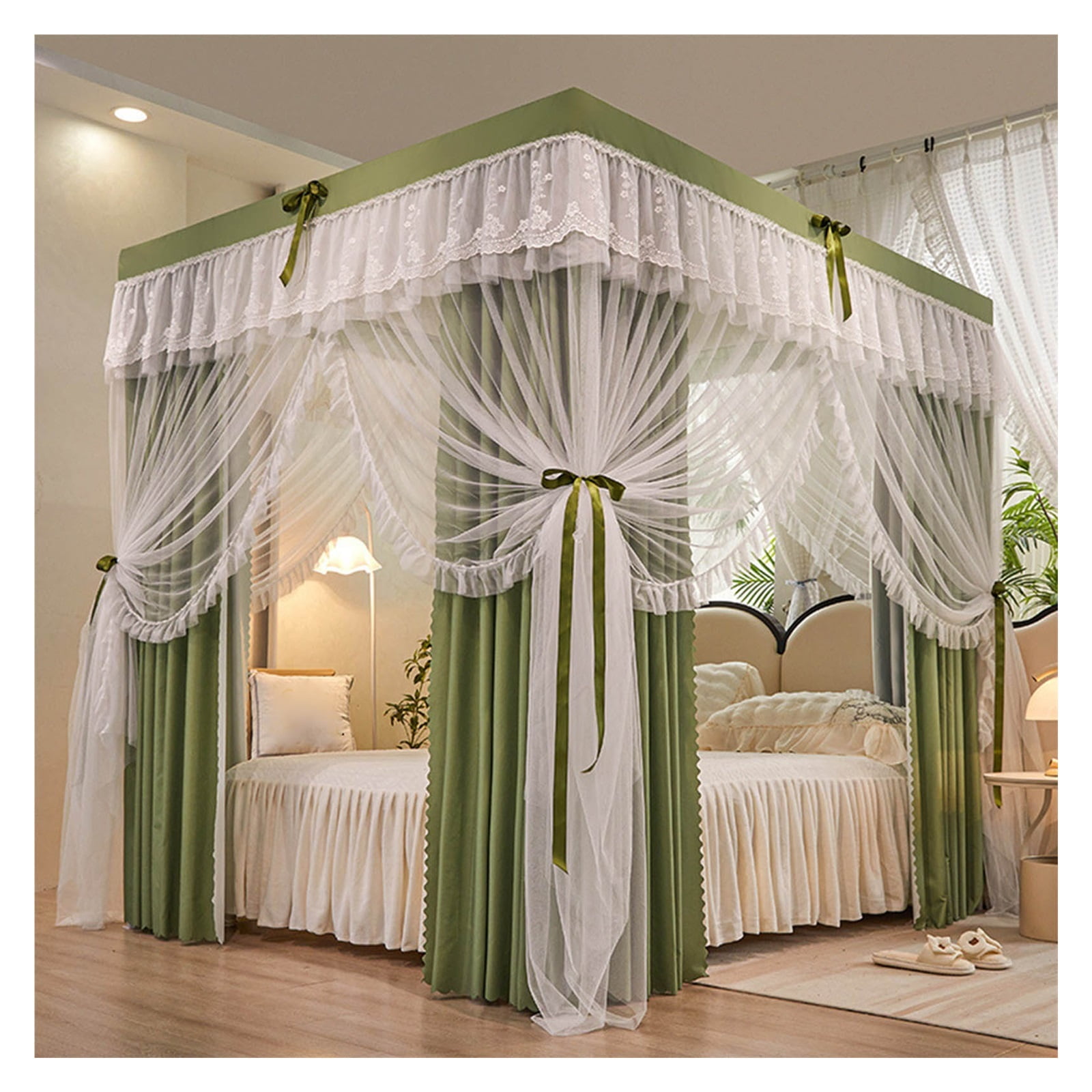Canopy Bed Curtains, 4 Corner Post Double Tier Mosquito Net, Bed ...