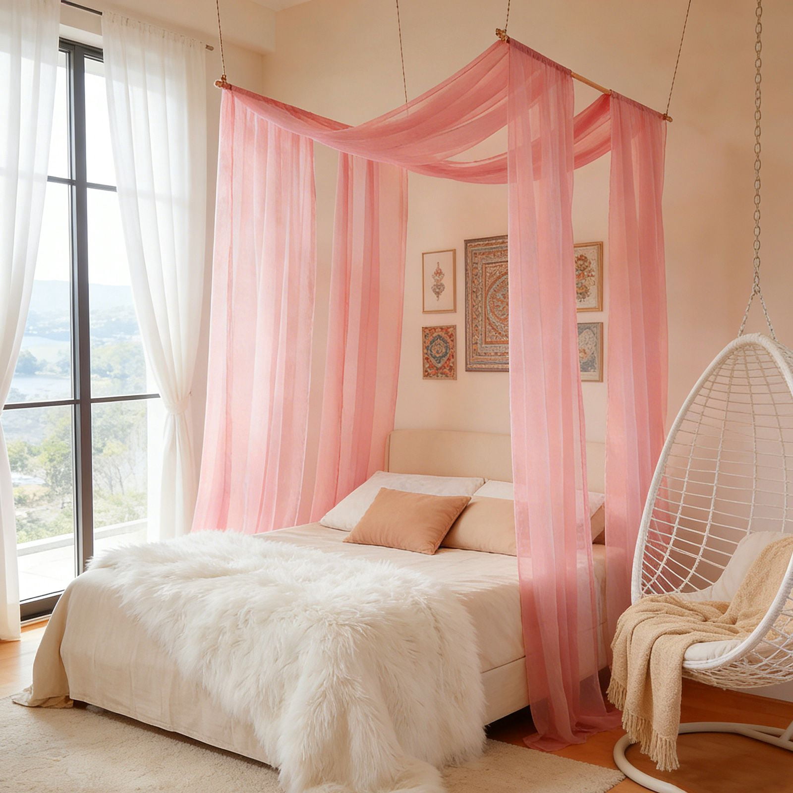 Canopy Bed Curtains Princess Bed Canopy Scarf Valance for Full/Queen ...
