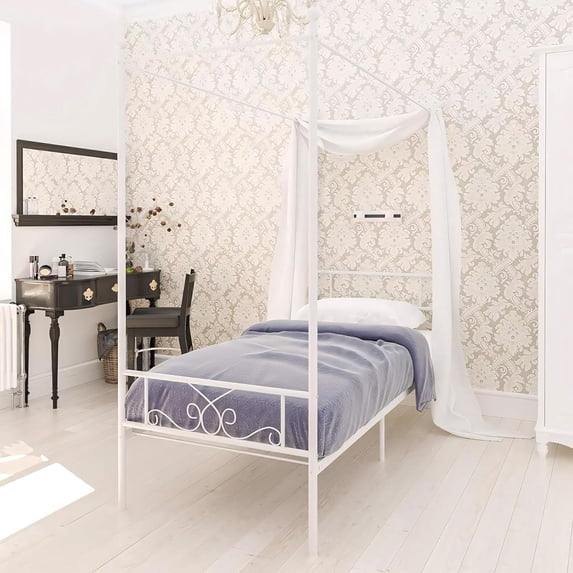 Canopy Bed Frame with Headboard and Footboard, 4 Posters Bed Frame, No ...