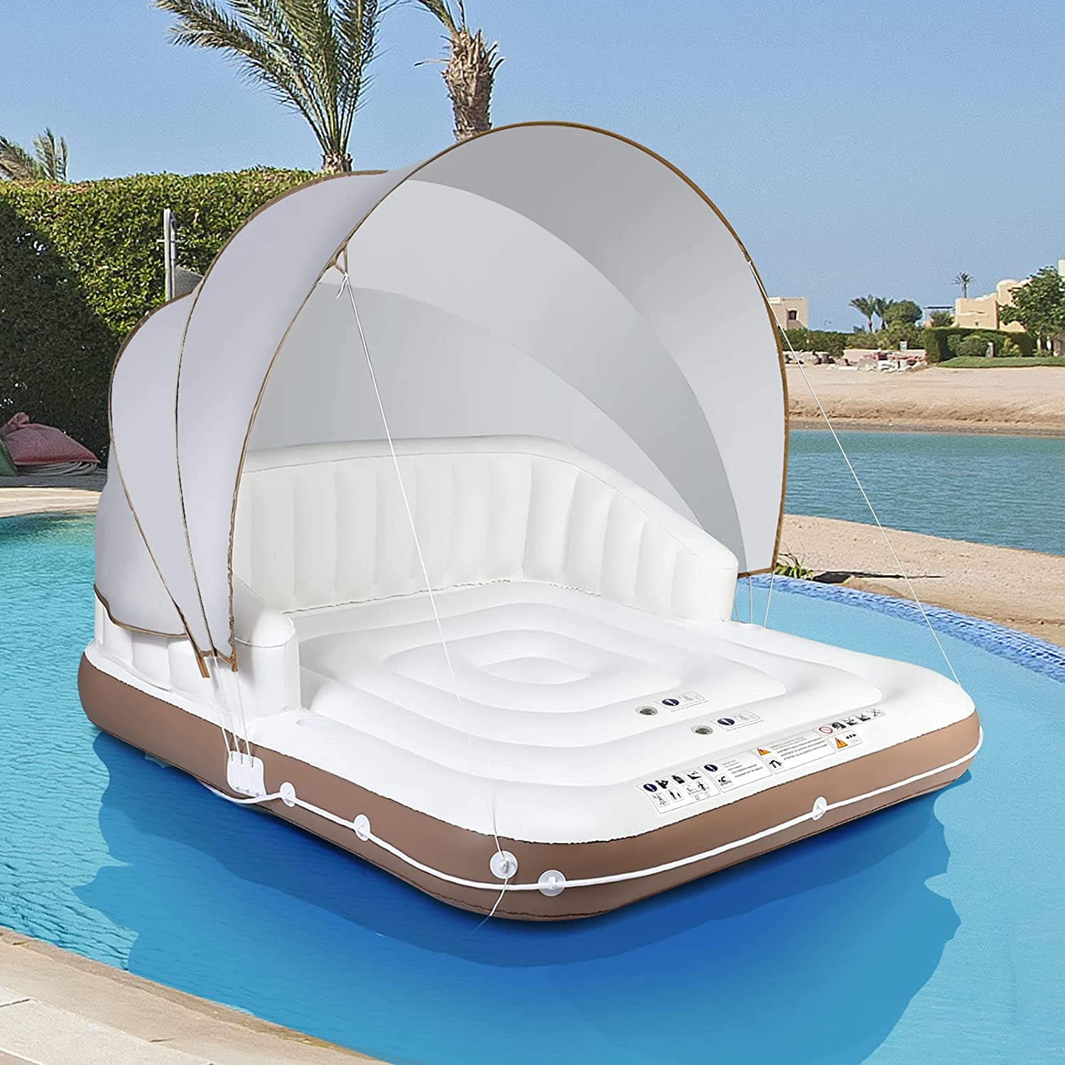 Canopy Island, Pool Float Canopy w/SPF50+ Retractable Detachable ...
