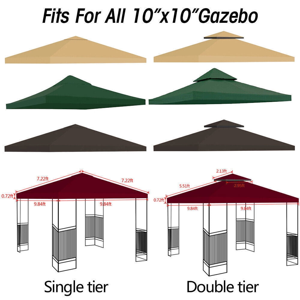 Auccyt Double Tier BBQ Gazebo Canopy Cover, UV Waterproof Polyester, 10 ...
