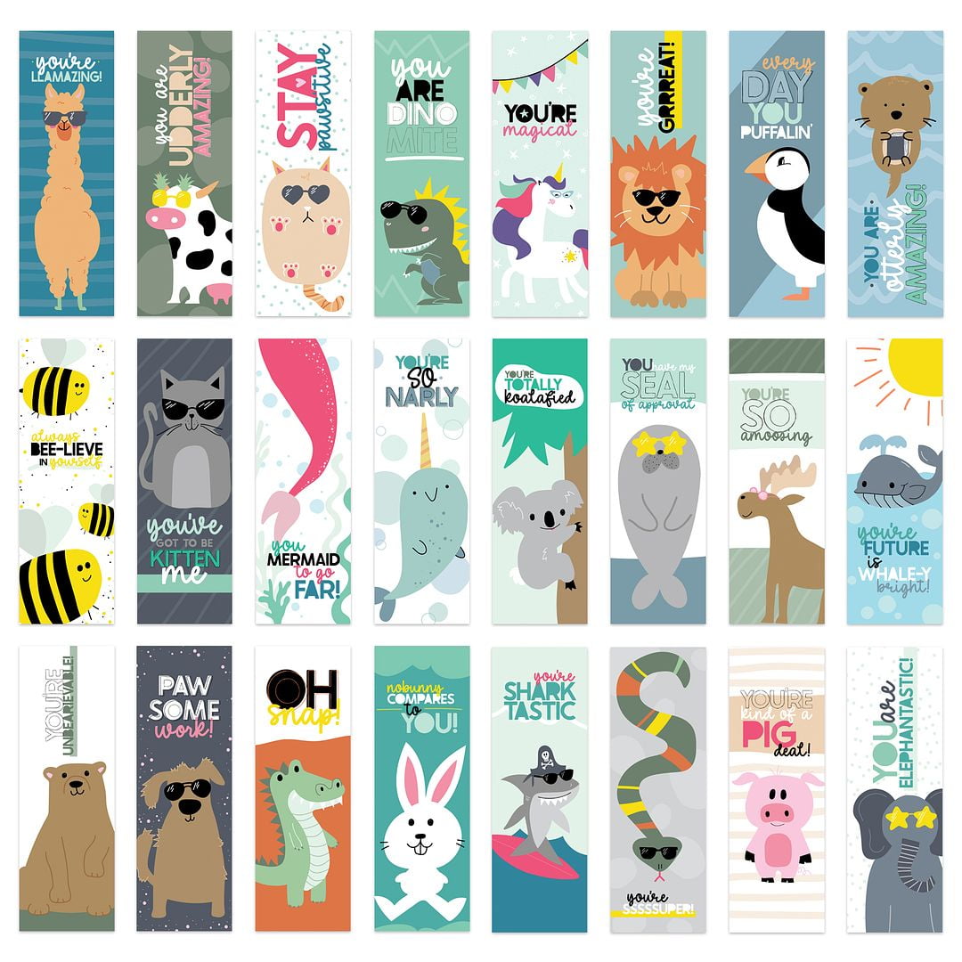 Canopy Street Animal Pun Rectangle Bookmark Multicolor, 24 Count ...