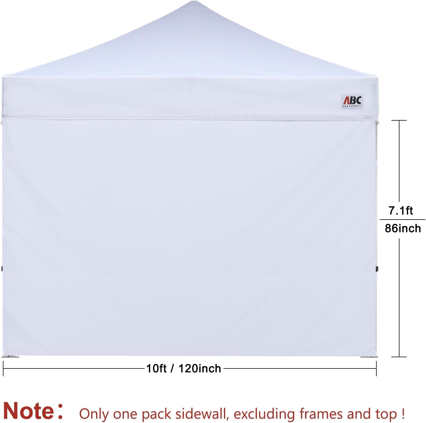 Canopy SunWall 10x10 FT, 1 Pack Sidewall Only, No Frame or Top, White ...