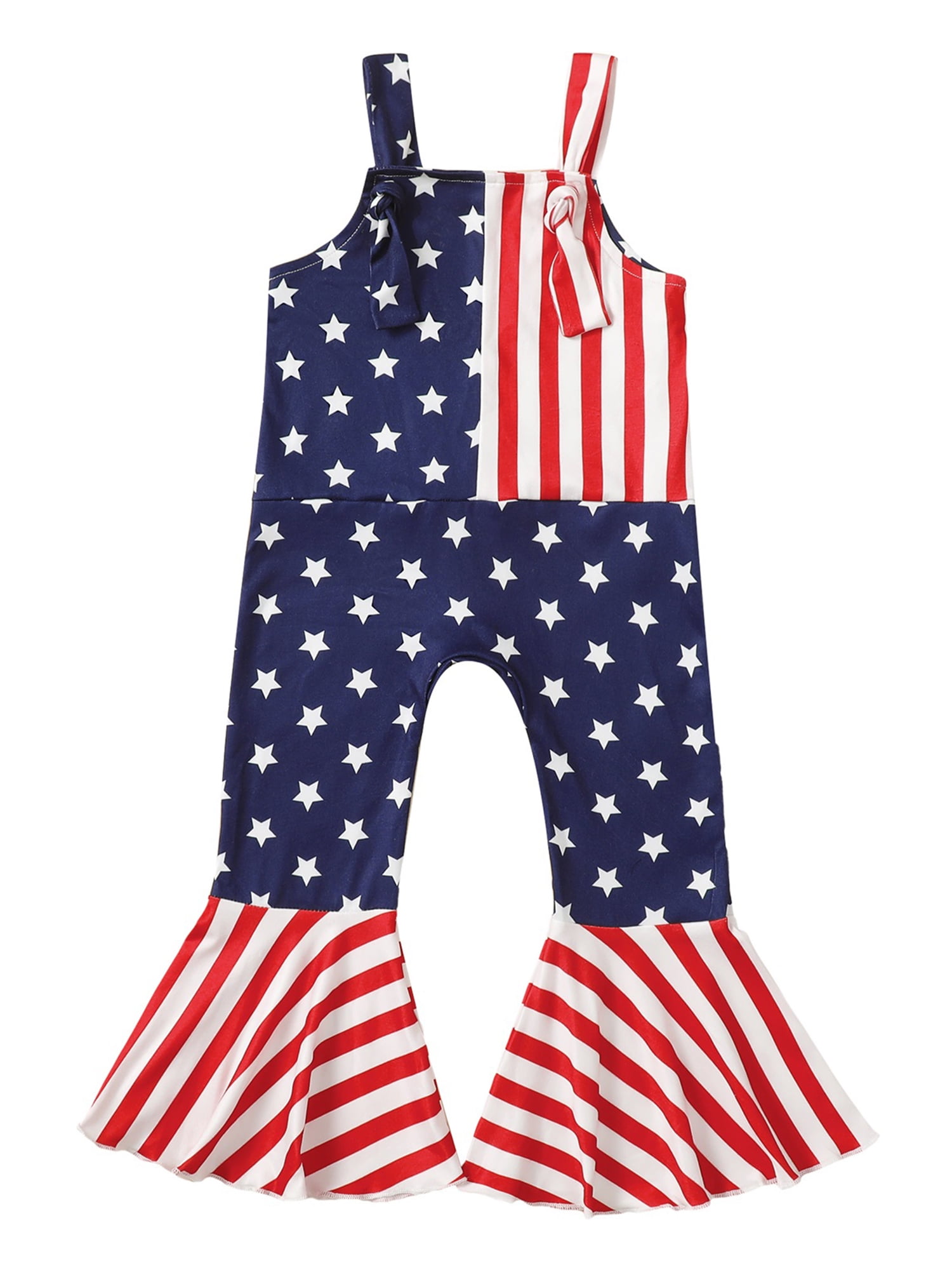 Canrulo 4th of July Toddler Baby Girl Boy One Piece American Flag Overalls Romper with Pocket ...