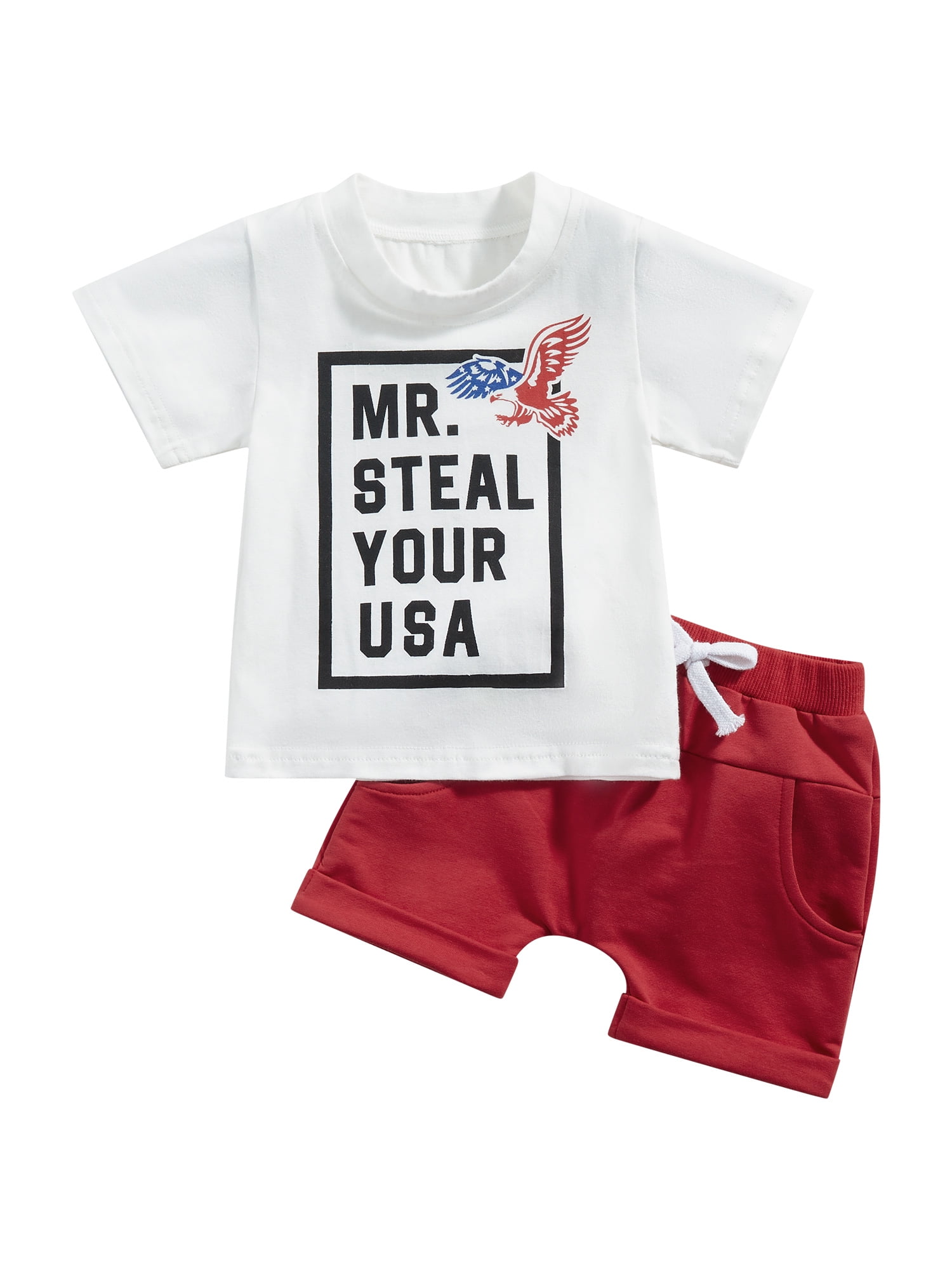 Canrulo 4th of July Baby Boy Outfit Mr.Steal Your USA Short Sleeve T ...