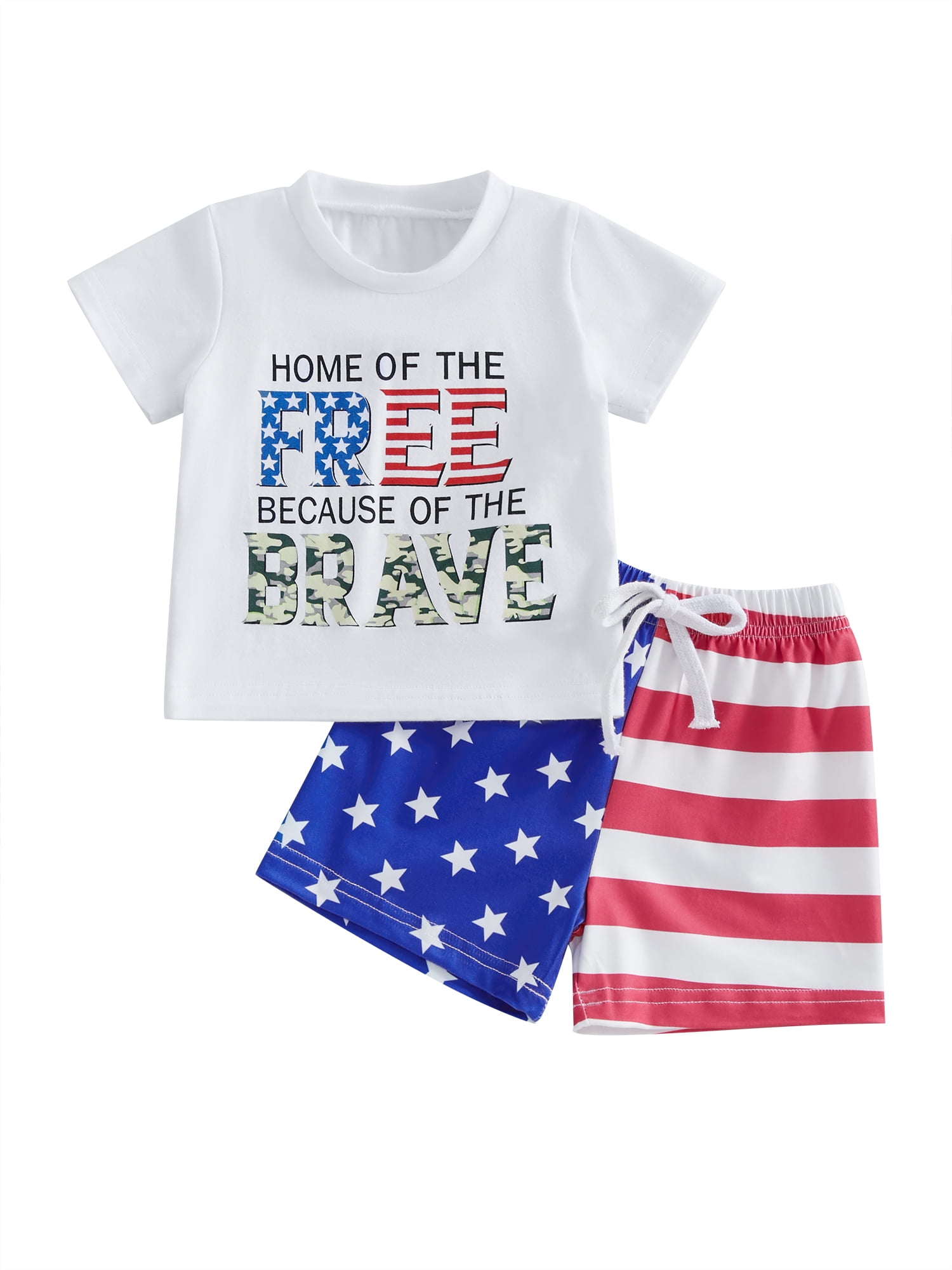 Canrulo 4th of July Baby Boy Outfit Short Sleeve Letter Print T Shirt ...