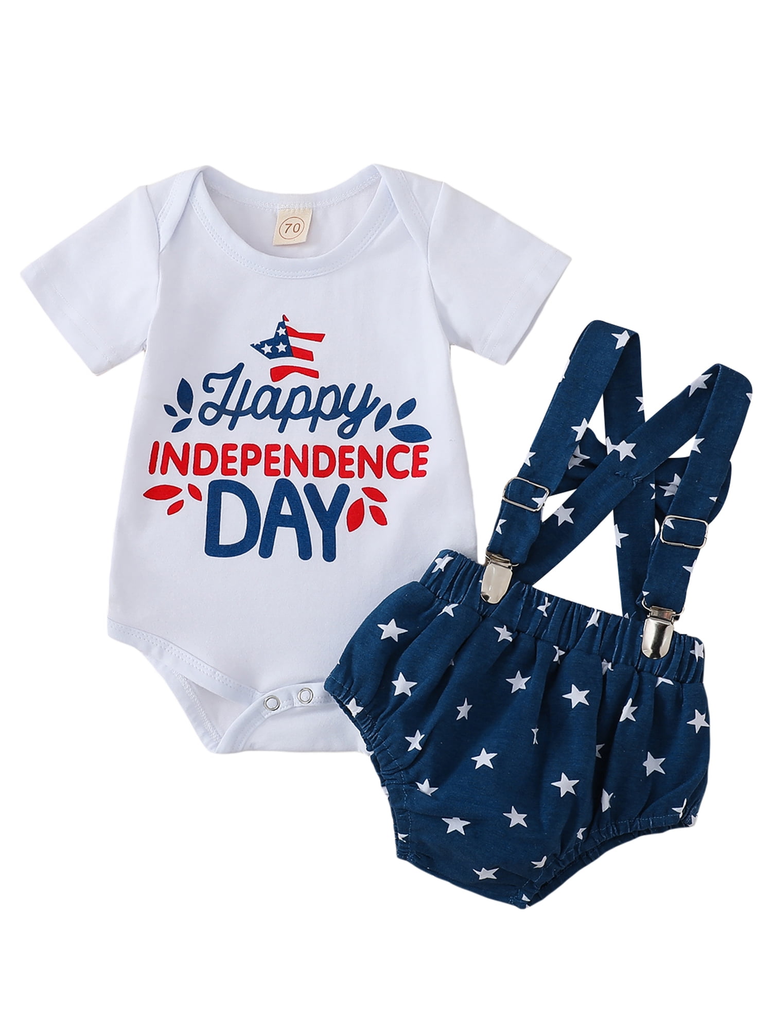 Canrulo 4th of July Baby Girl Boy Outfits Clothes Short Sleeve Letter ...