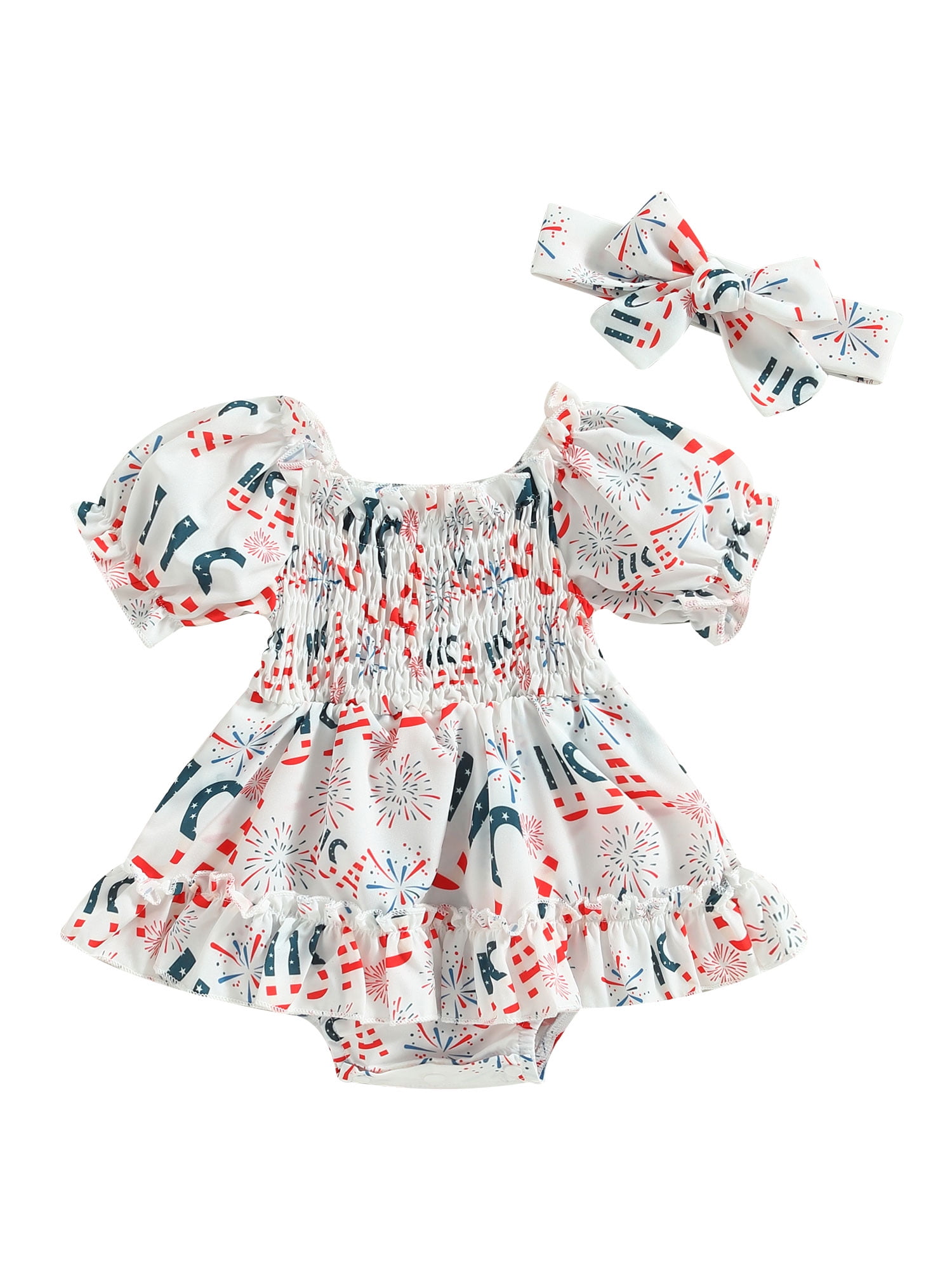 Canrulo 4th of July Baby Girl Clothes American Flag Romper Short Sleeve ...