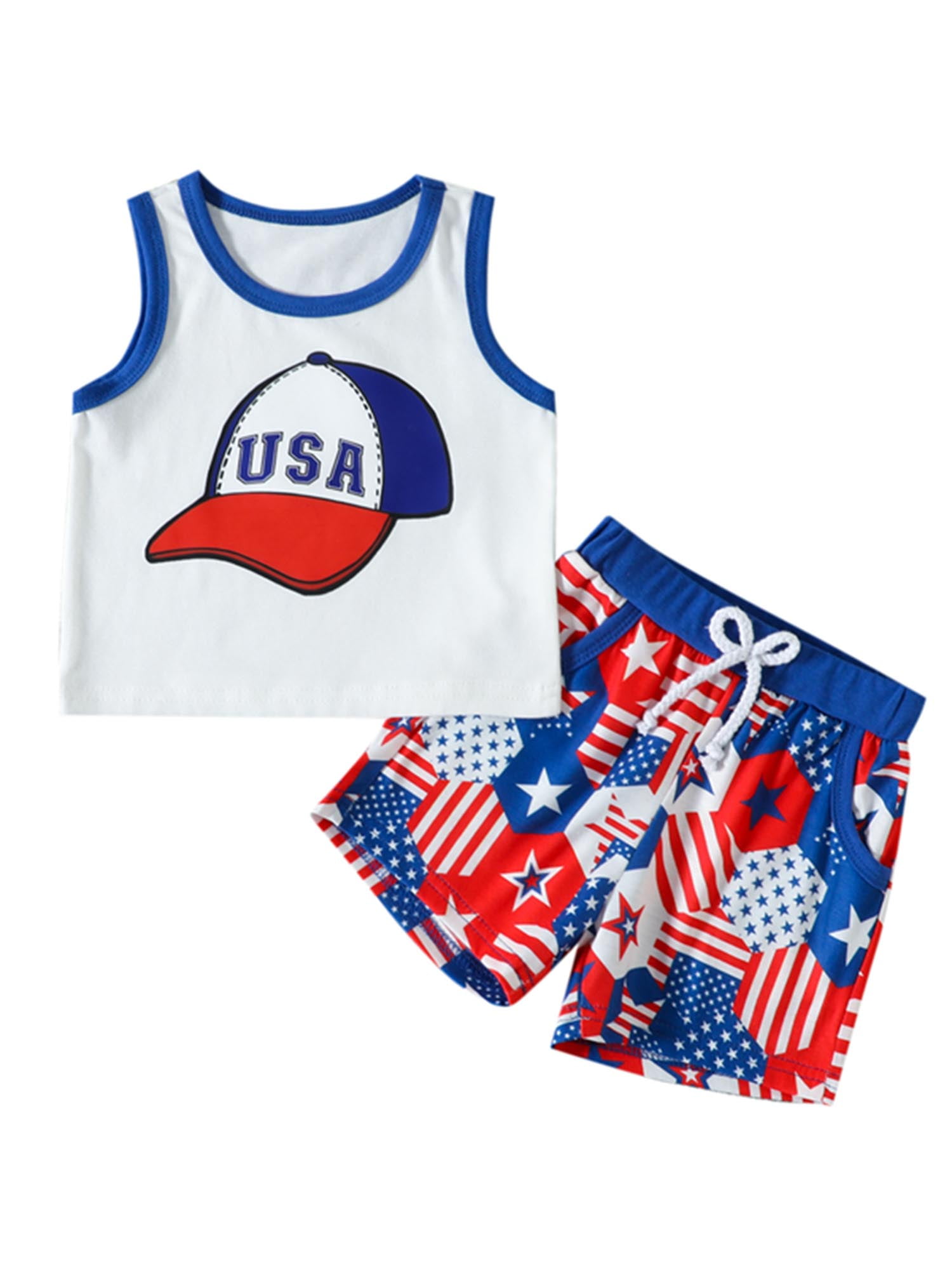 Canrulo 4th of July Outfit Toddler Baby Boys USA Letter Print Vest Tops ...