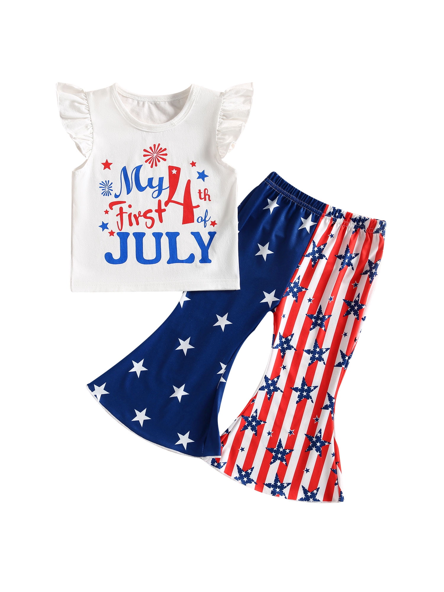 Canrulo 4th of July Outfits Infant Baby Girl Short Sleeve Shirts ...
