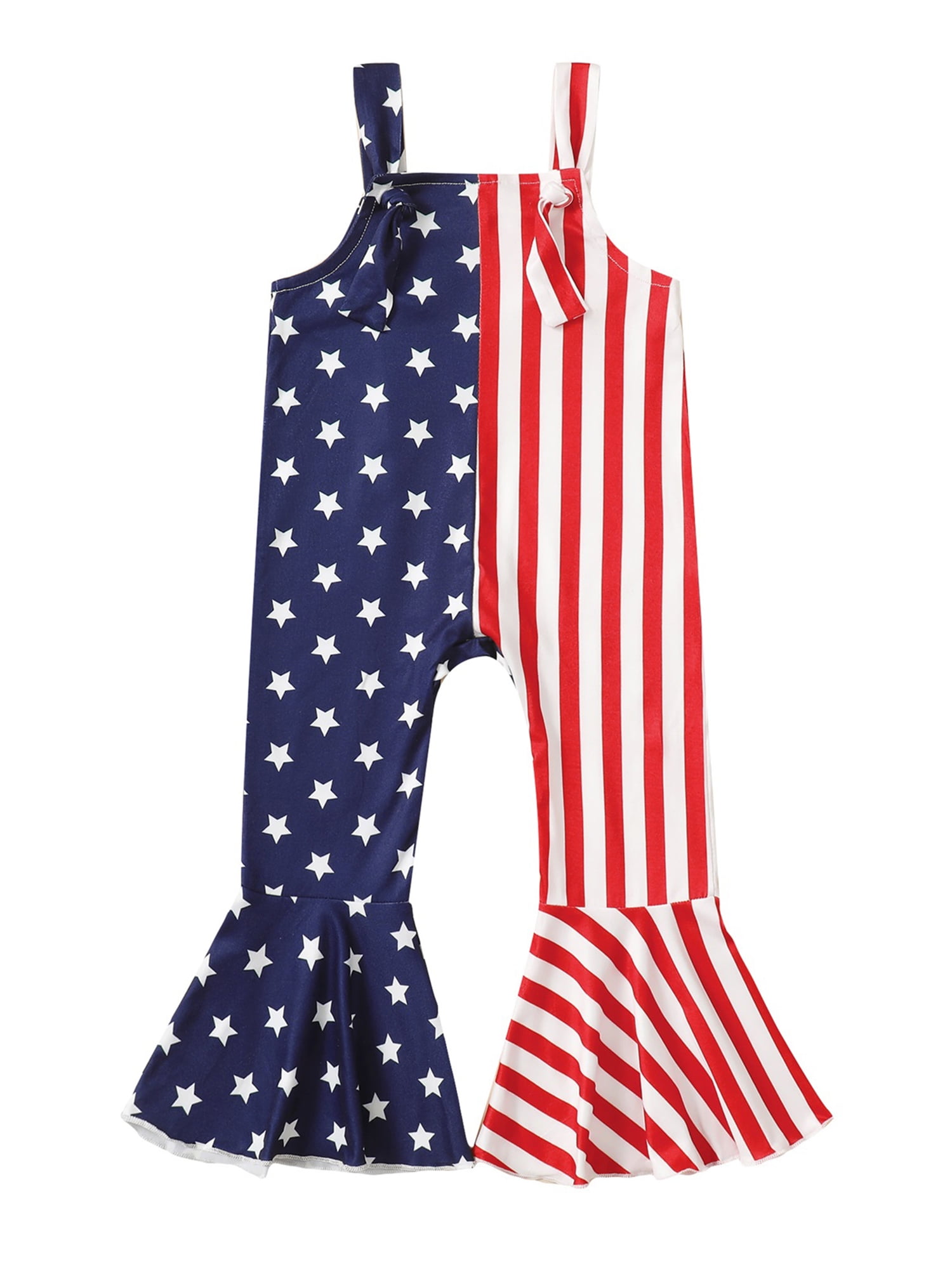 Canrulo 4th of July Toddler Baby Girl Boy One Piece American Flag Overalls Romper with Pocket ...
